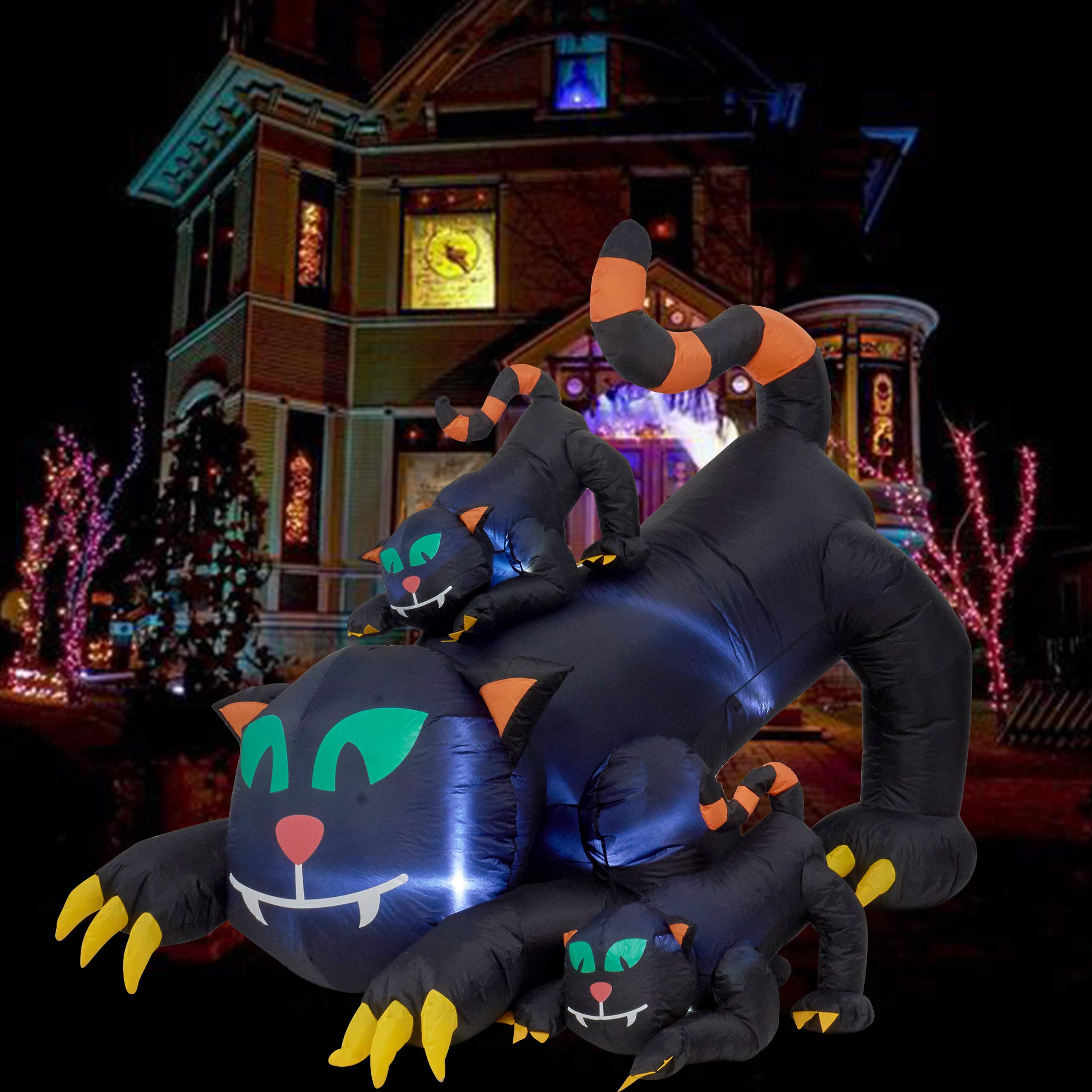 Buy Twinkle Star 6 ft Inflatable Lighted Black Scared Cats, Animated ...