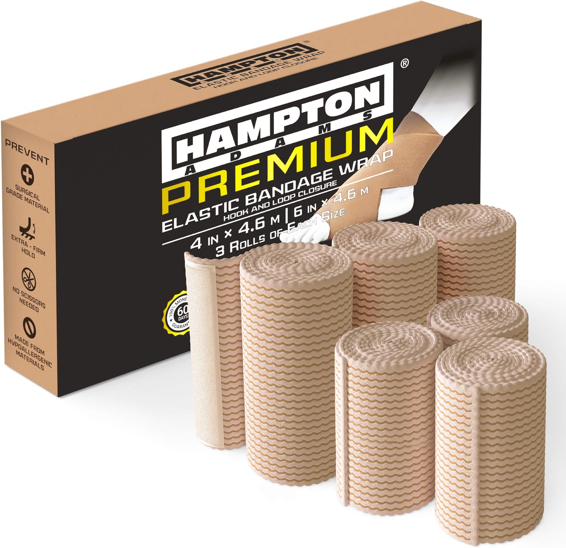 Amazon.com: (6 Pack) Elastic Bandage Wrap | Self Closing Latex-Free ...