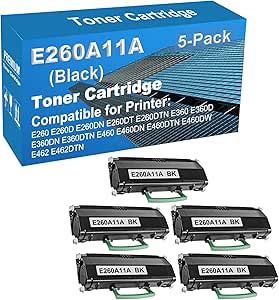 Amazon.com: Jullu 5-Pack Compatible High Capacity E260A11A Imaging Toner Cartridge use for E260 ...