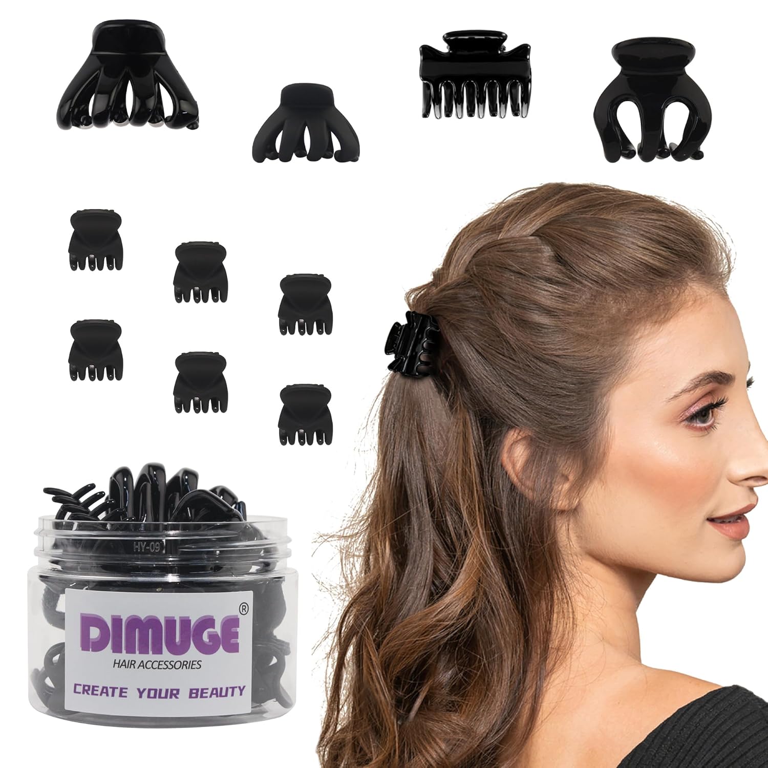Amazon.com : DIMUGE 10 Pcs Black Hair Clips Set for Women and Girls ...