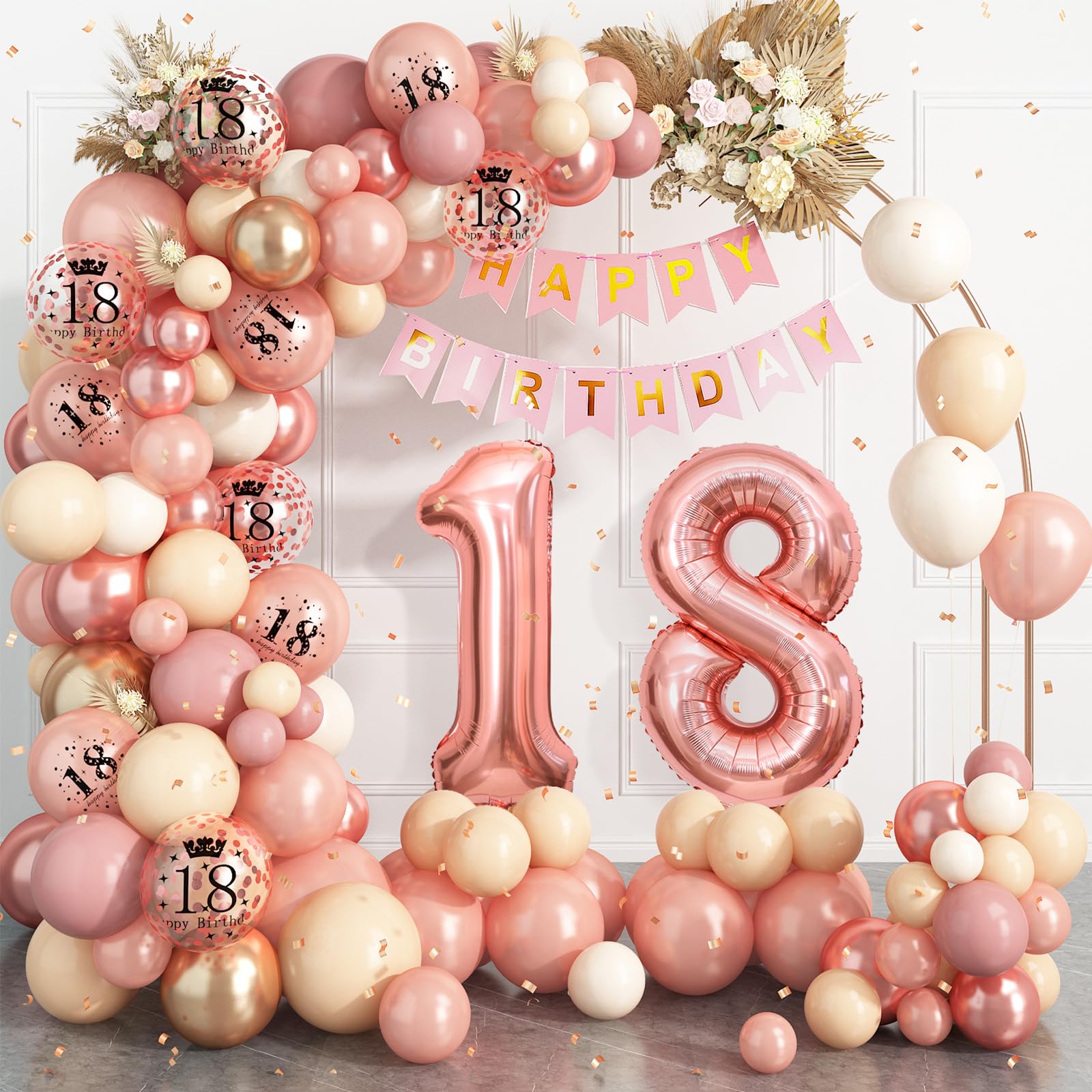 Amazon.com: 18th Birthday Decorations for Girls,Rose Gold 18th Birthday ...