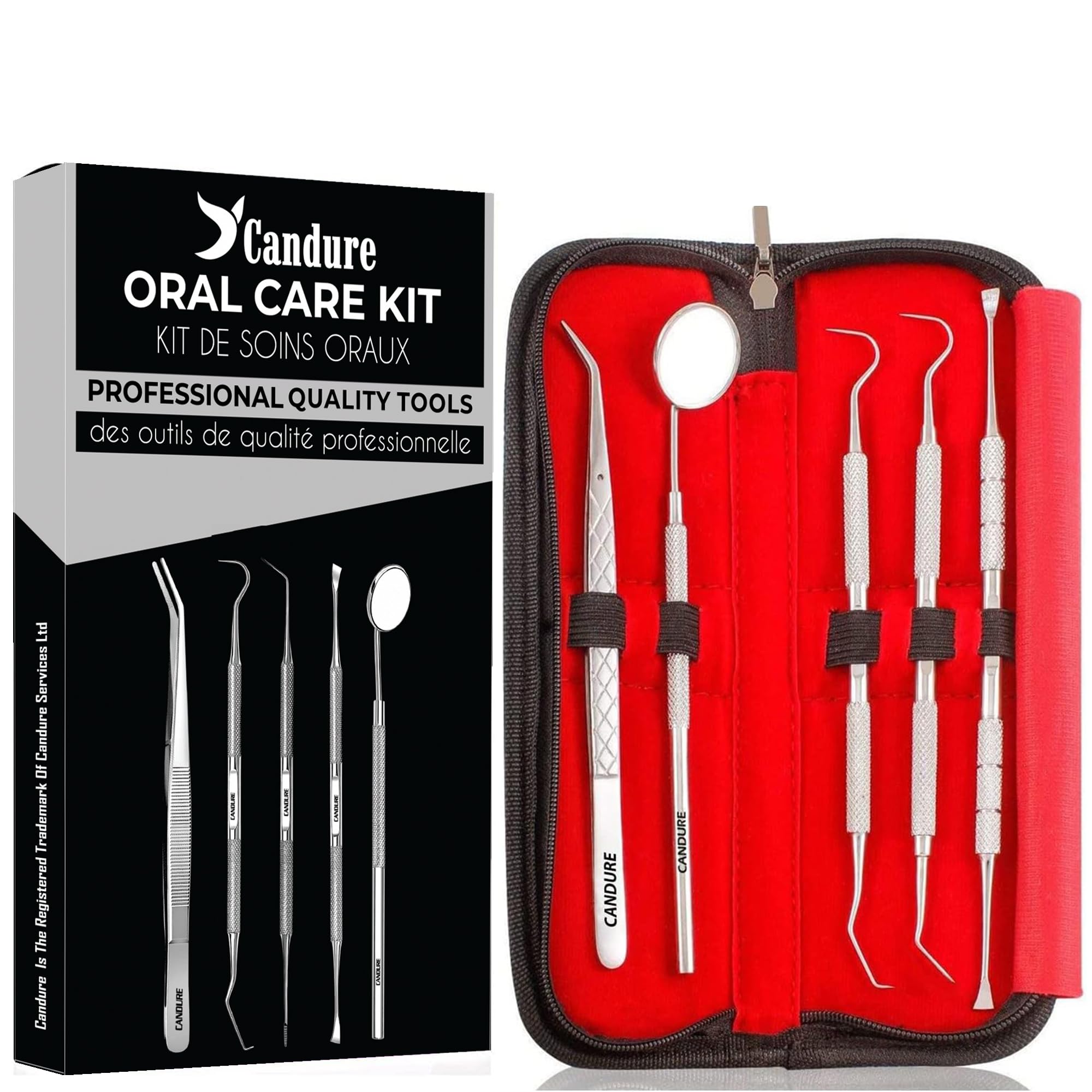Dental Tools Set Teeth Whitening Cleaning Floss Scaler Tweezers Mirror ...