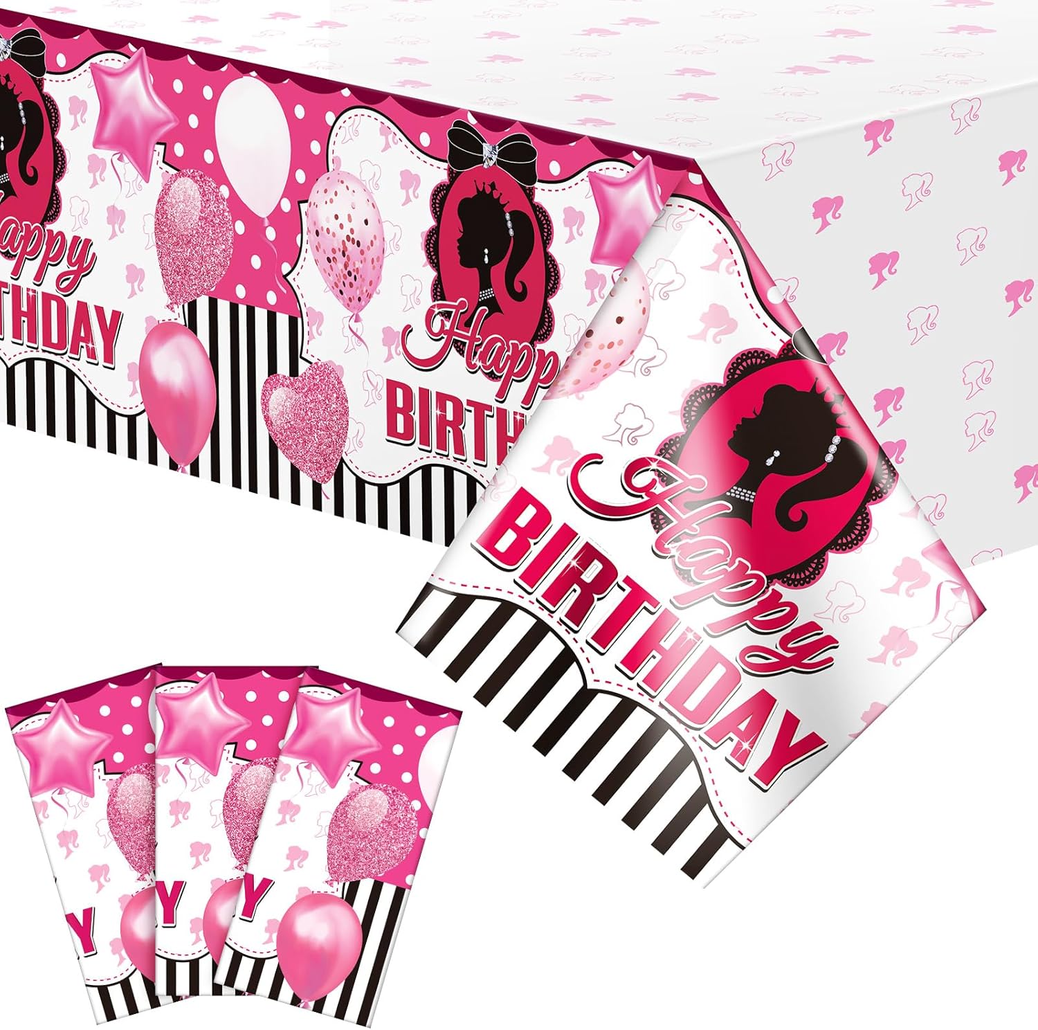 Amazon.com: Tatuo 3 Pcs Princess Party Tablecloths 54 x 108 in Happy ...