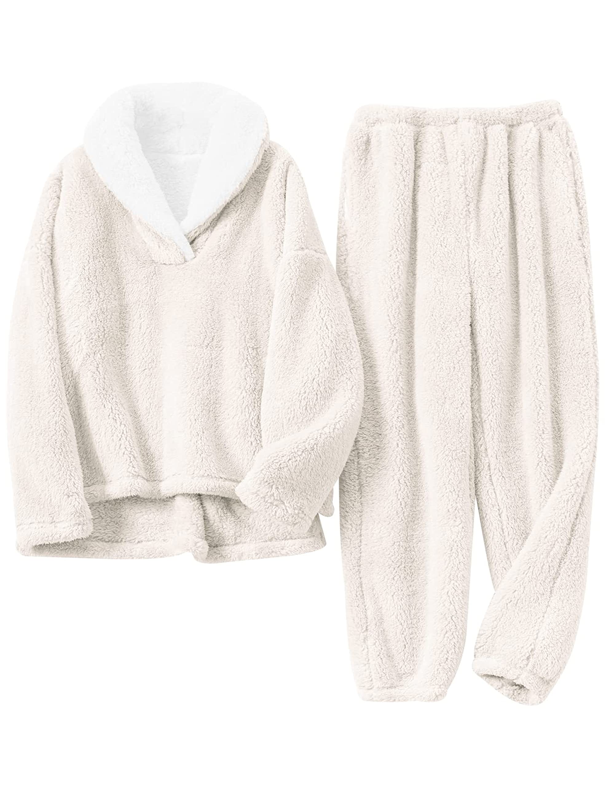 Yeokou Women's Fleece Pajamas Sets Fluffy Sleepwear Warm Sherpa ...