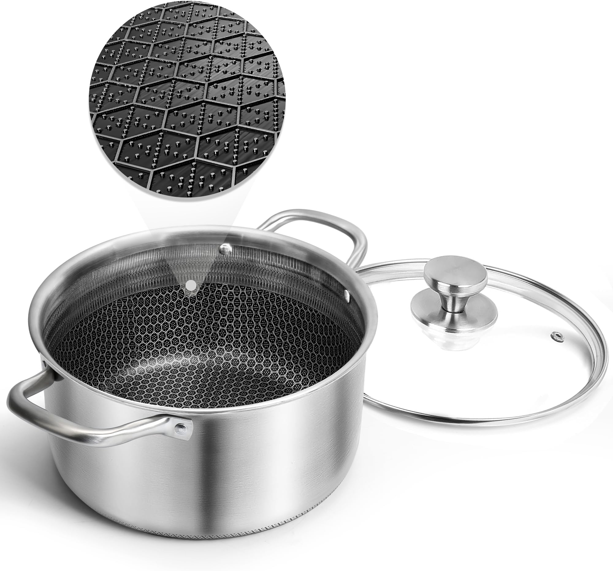 Amazon.com: SHANGSYA Tri-Ply Hybrid Stainless Steel Sauce Pan Sauce Pot ...