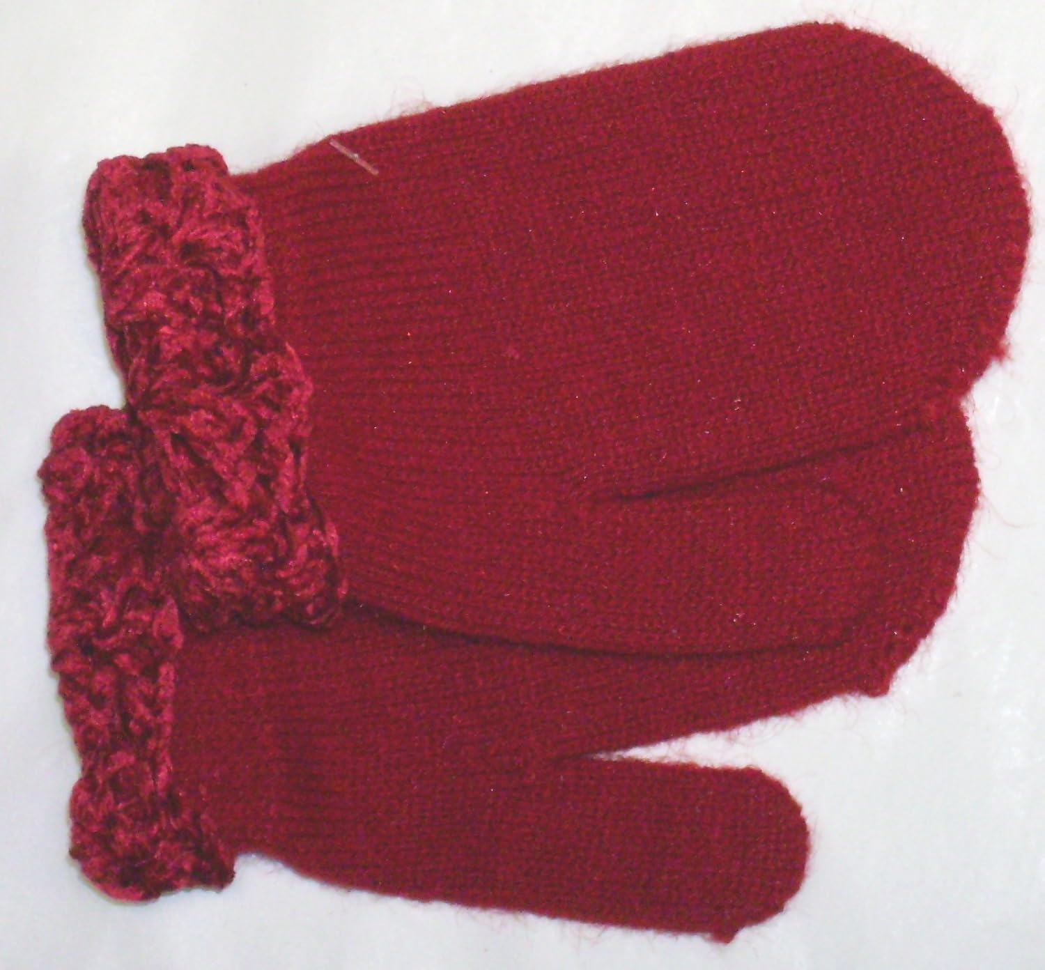 Amazon.com: One Size Dark Red Magic Mitten Trimmed By Hand Crochet with ...