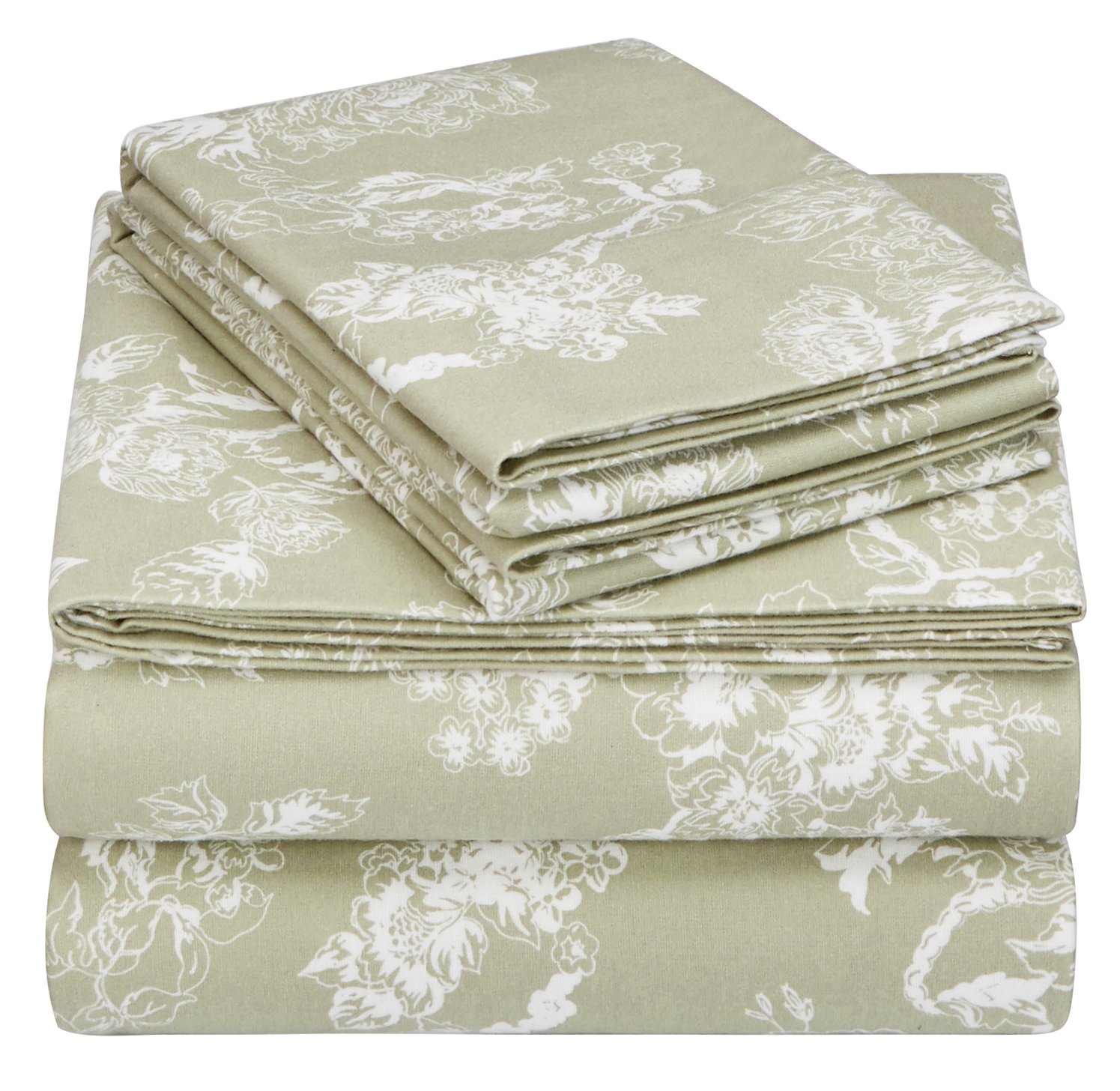 Buy AmazonBasics Pinzon 170 Gram Flannel Sheet Set - King, Floral Sage ...