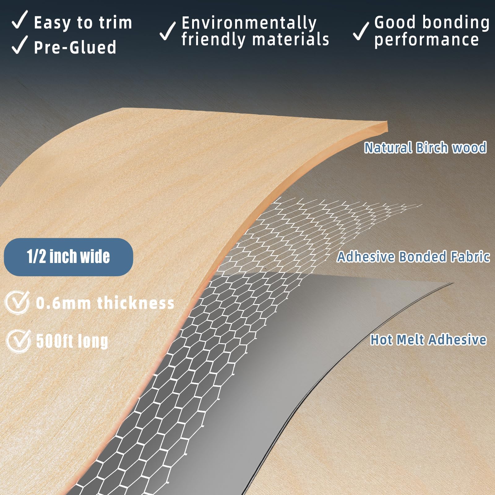 Snapklik.com : Birch Edge Banding, 1/2 Inch X 500ft Roll Of Veneer Edge ...