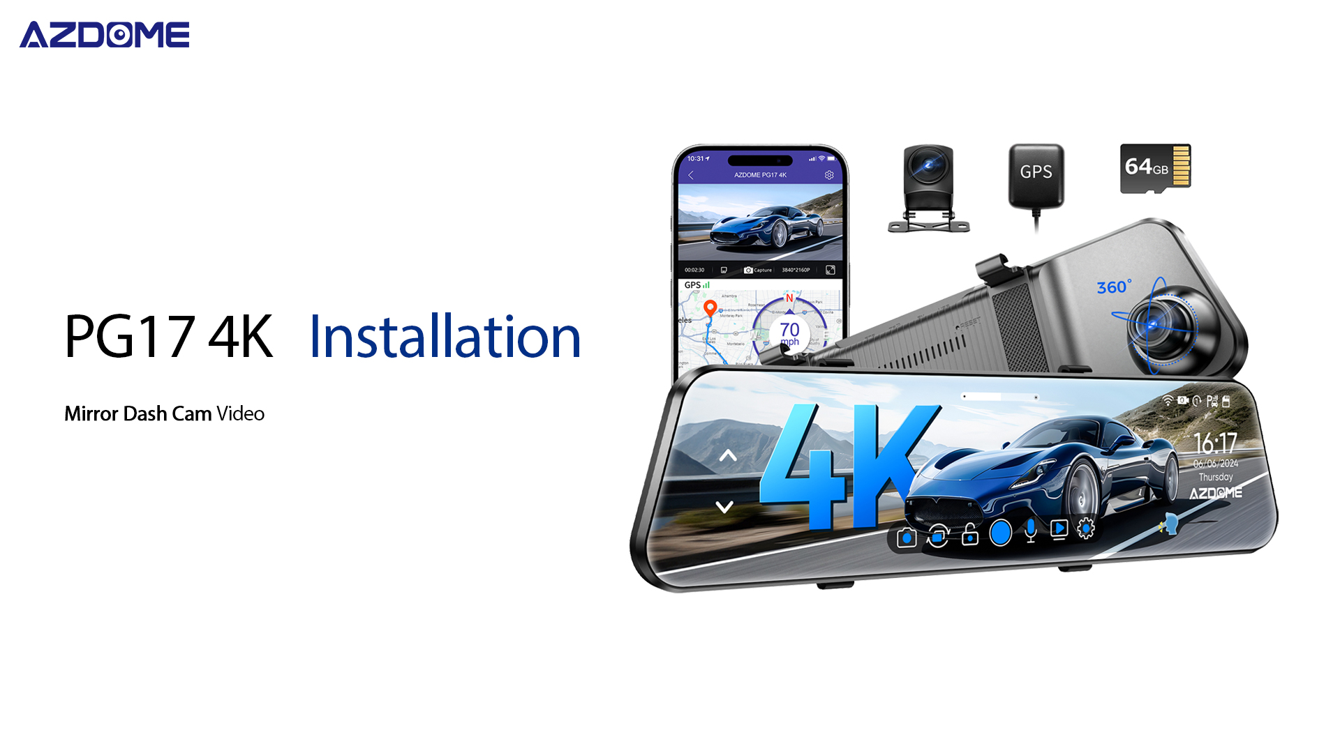 Watch AZDOME PG17 4K 12" Mirror Dash Cam Unboxing & Installation on Amazon Live