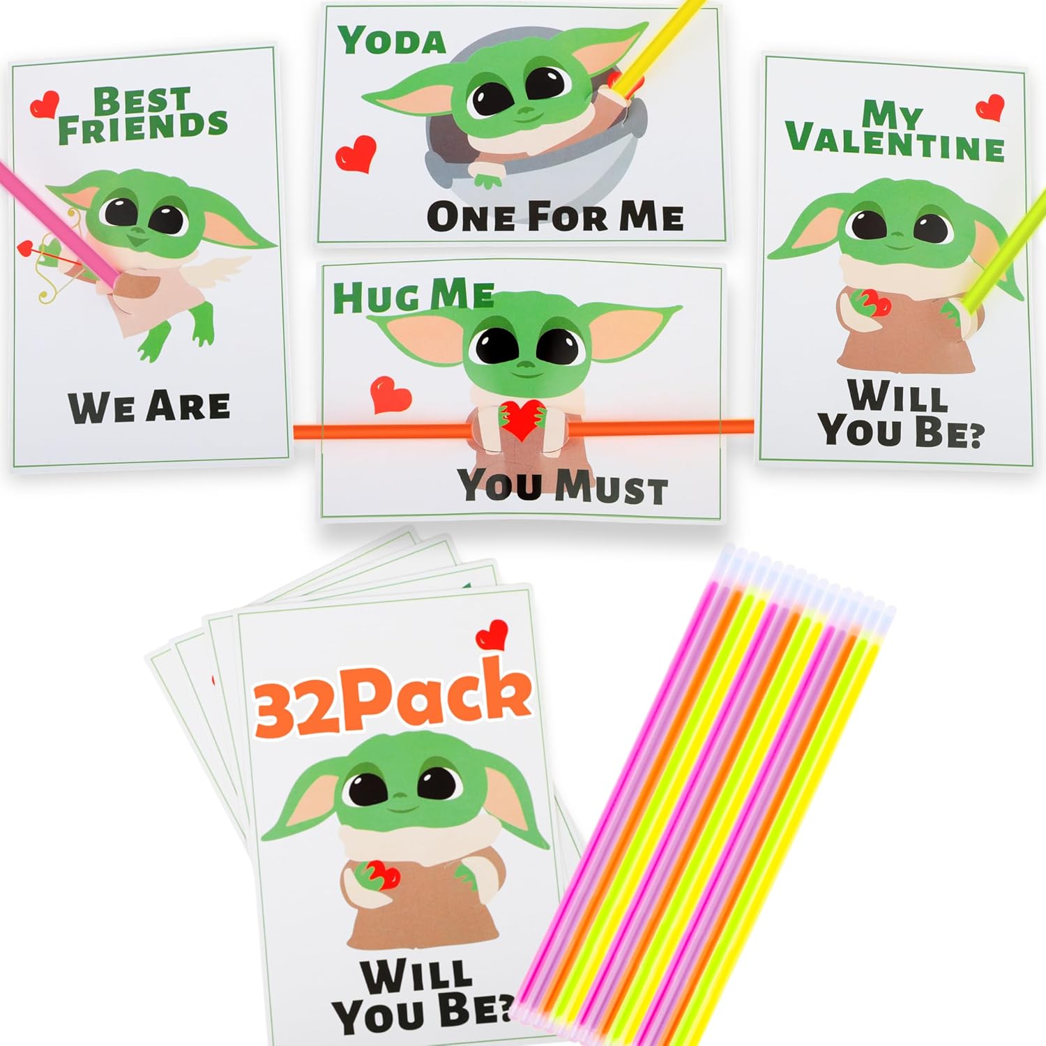 Amazon.com: Valentines Day Gifts for Kids - 32 Valentines Mandalorian ...