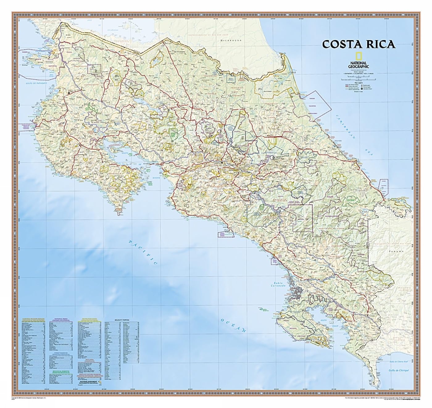 National Geographic Costa Rica Wall Map - Laminated (38 x 36 in ...