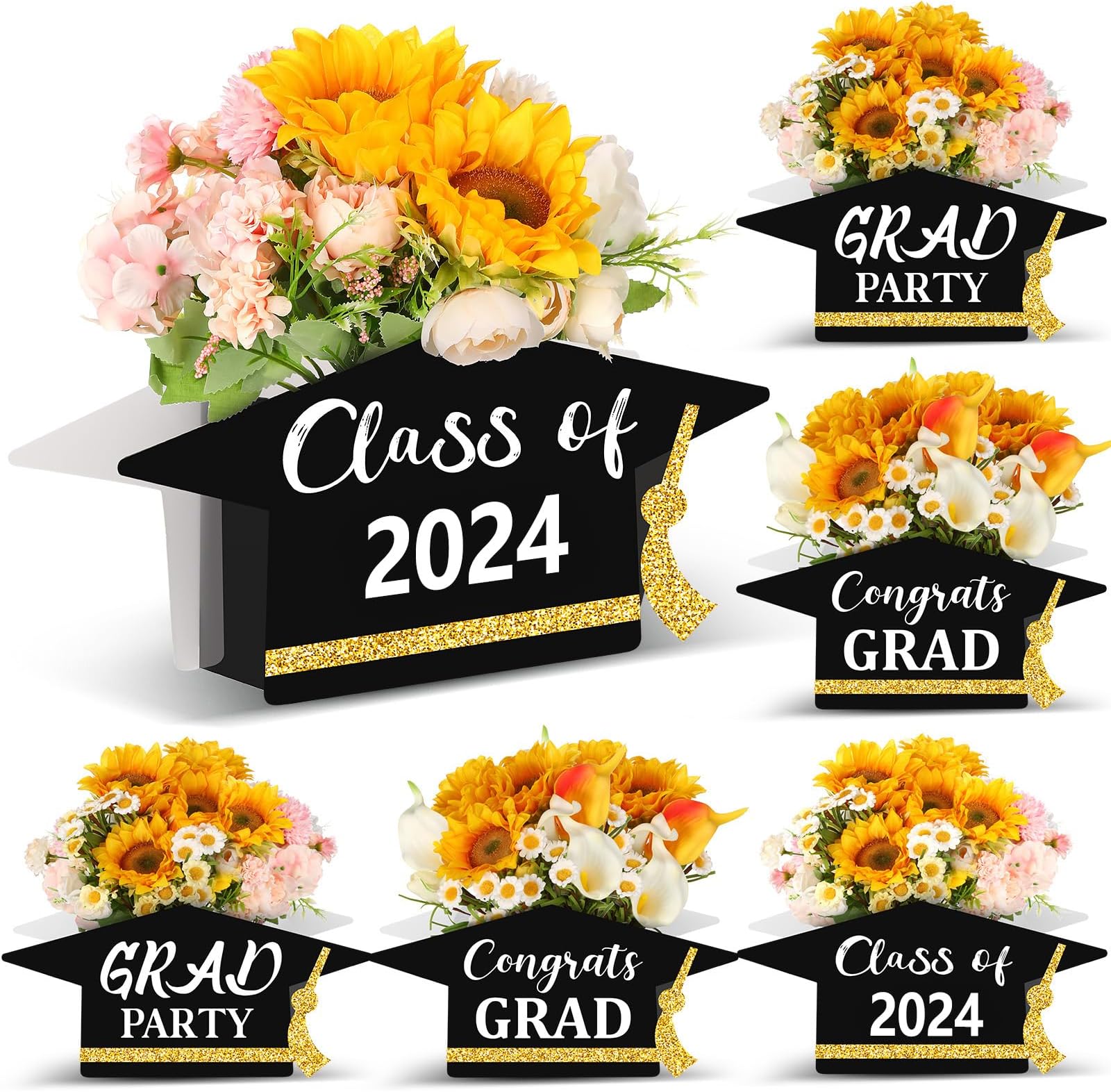 Amazon.com: Estune 6 Pcs Class of 2024 Graduation Table Decorations ...
