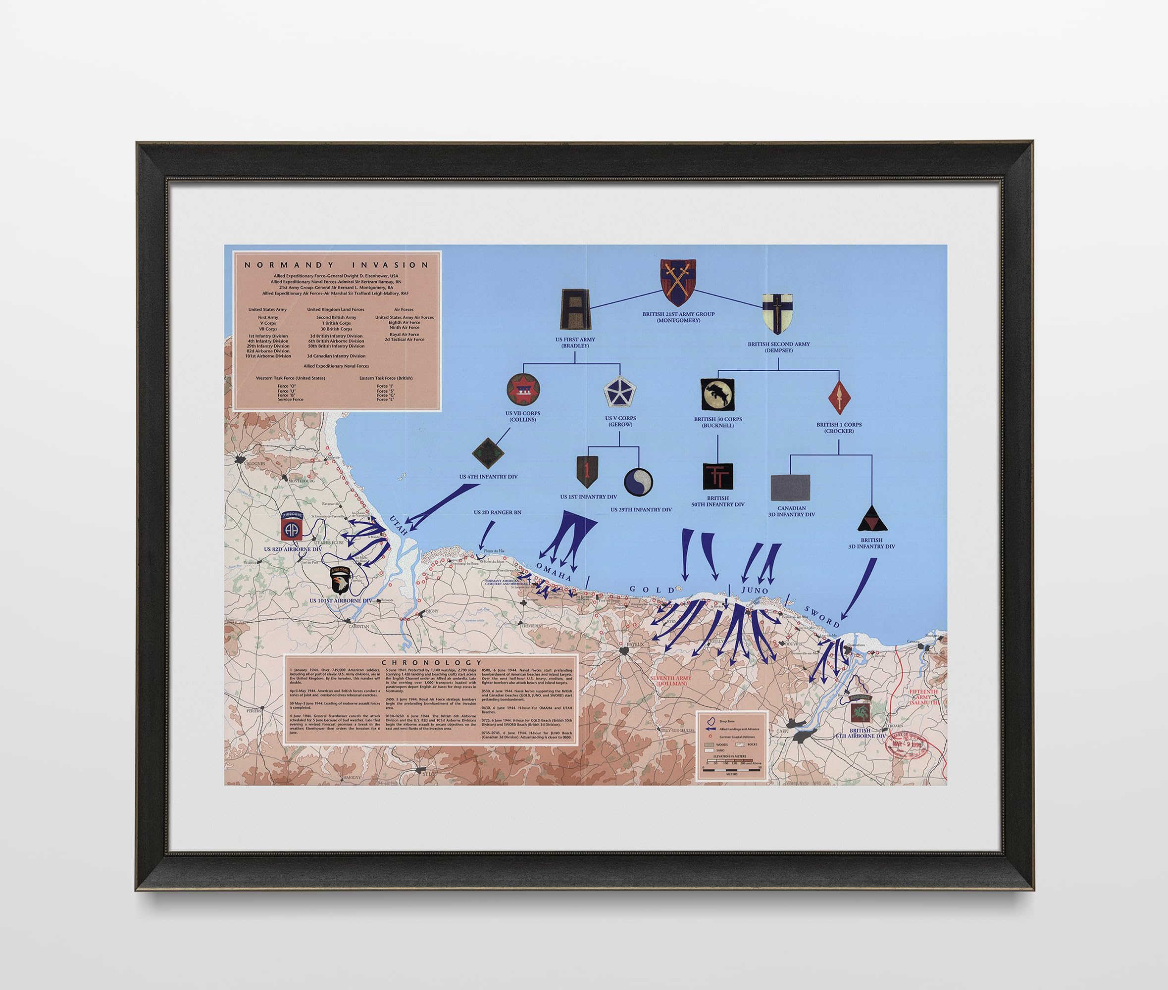 Snapklik.com : 1944 World War 2 Map D-Day June 6th Normandy Military ...