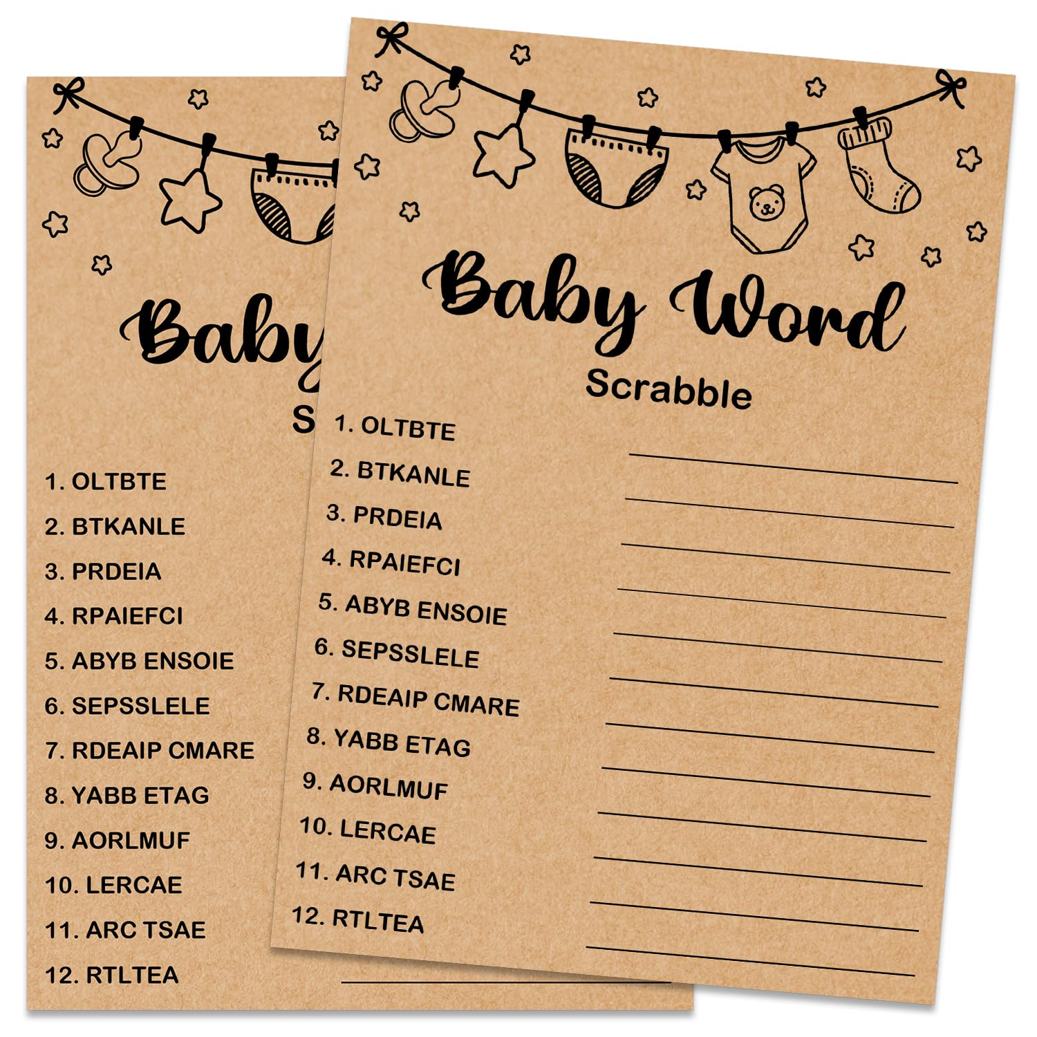 Amazon.com: Baby Shower Game, Baby Word Scrabble Game Cards, Baby ...