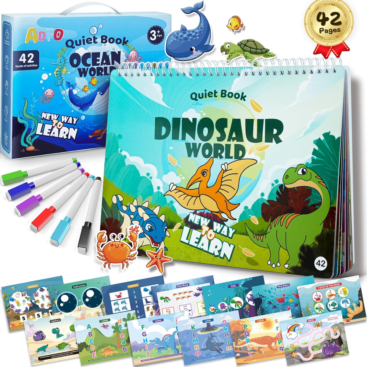 Amazon.com: Montessori Busy Book for Toddlers 3 and Up, 42 Pages Ocean ...