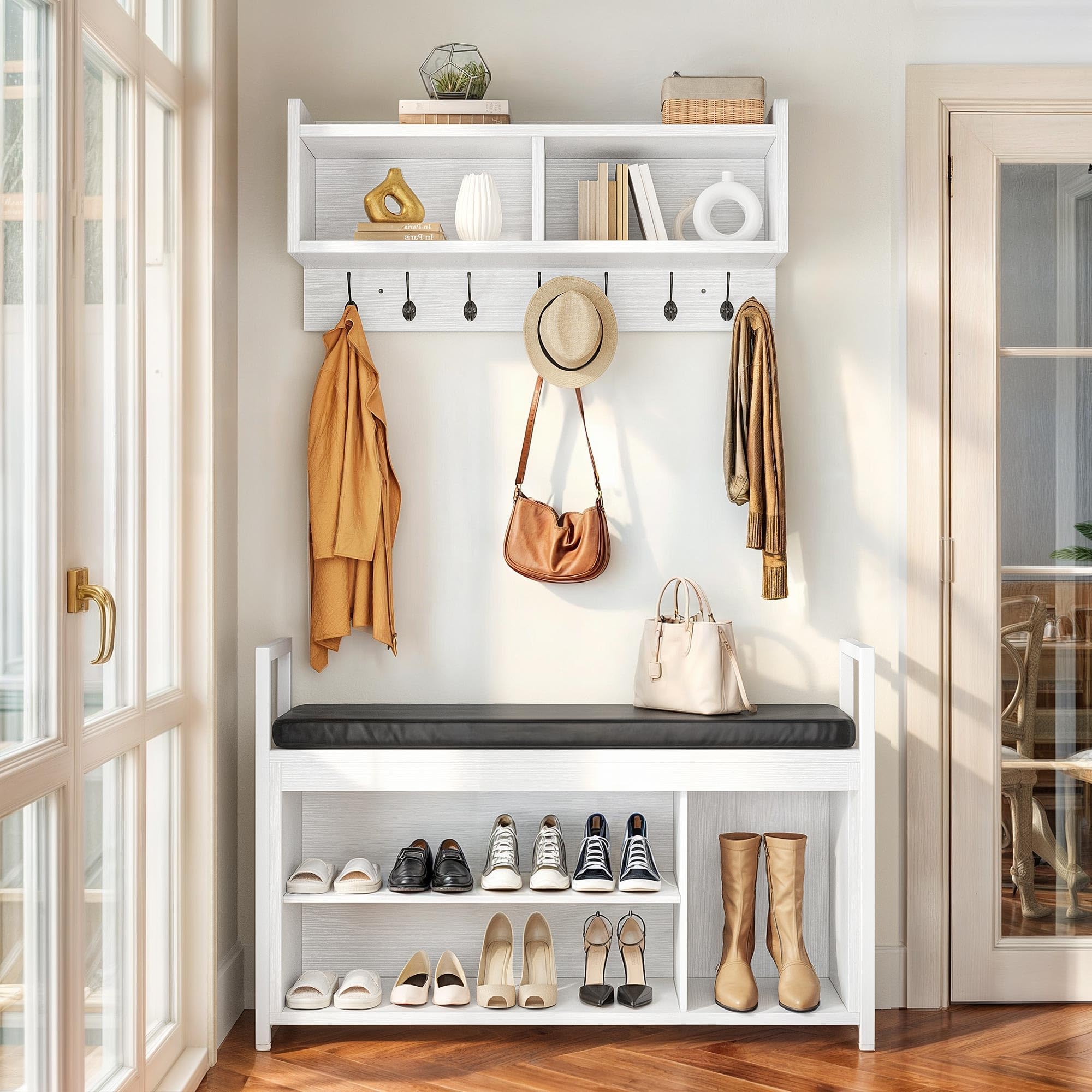 Amazon.com: YITAHOME Coat Rack Shoe Bench Set, Wall Coat Rack with Shoe ...