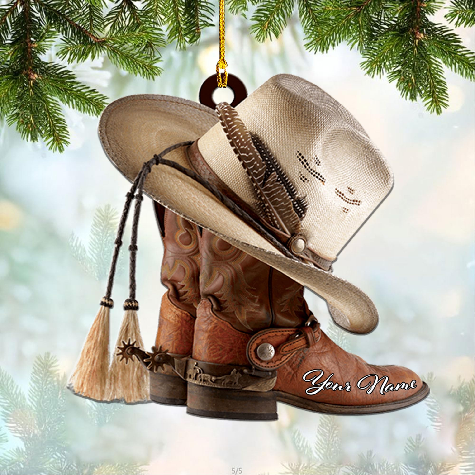 Amazon.com: Royalbro Personalized Cowboy Christmas Ornaments, Cowboy ...