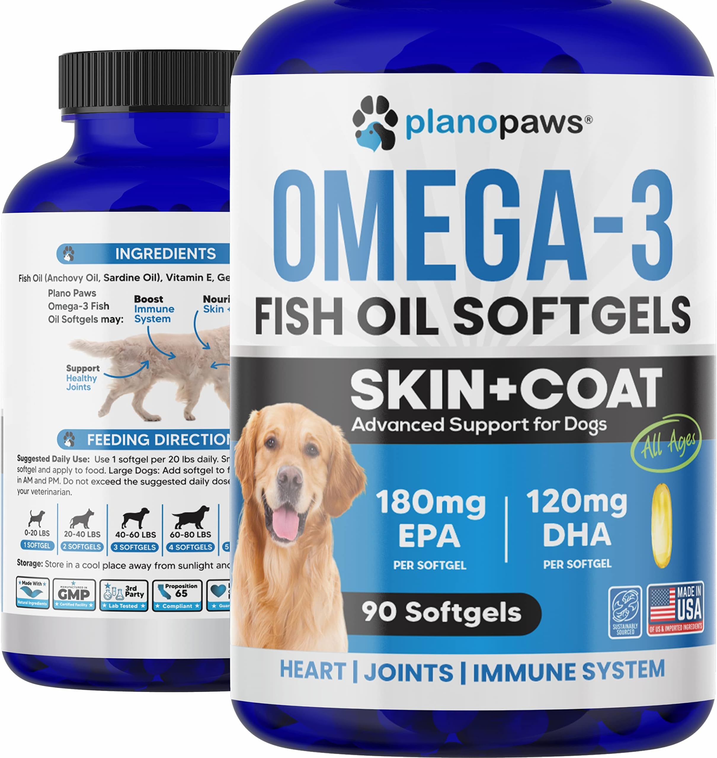 Amazon.com : Omega 3 Fish Oil for Dogs - Natural Pet Supplement for ...