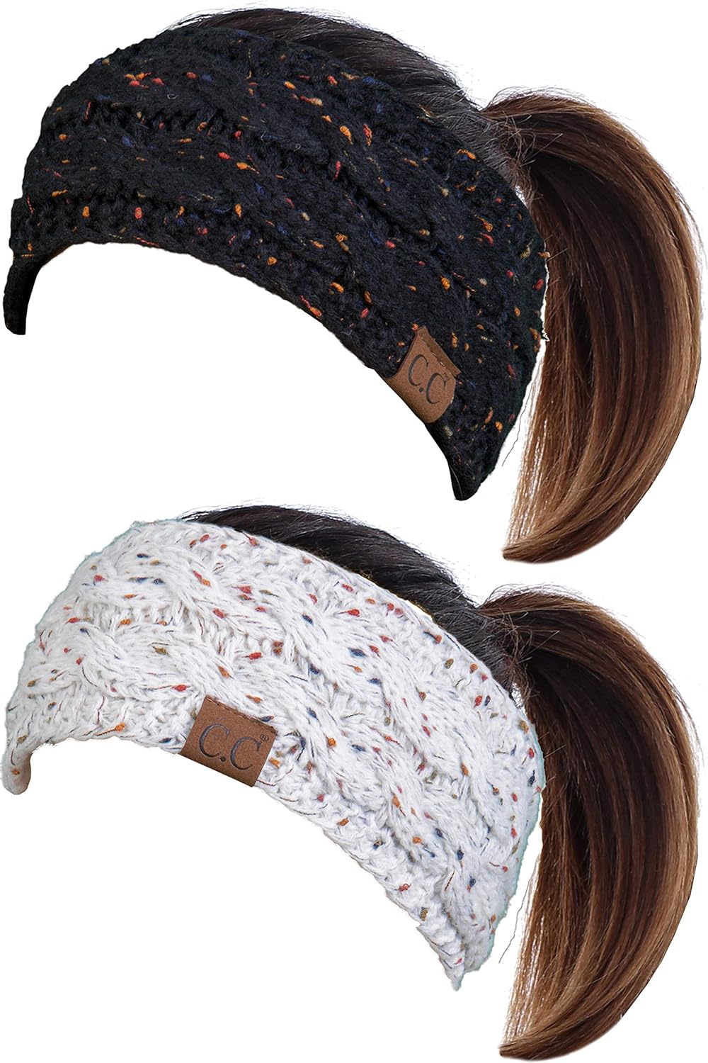 Funky Junque Headwrap (Pack of 2) Confetti Black & Confetti Ivory at Amazon Women’s Clothing store