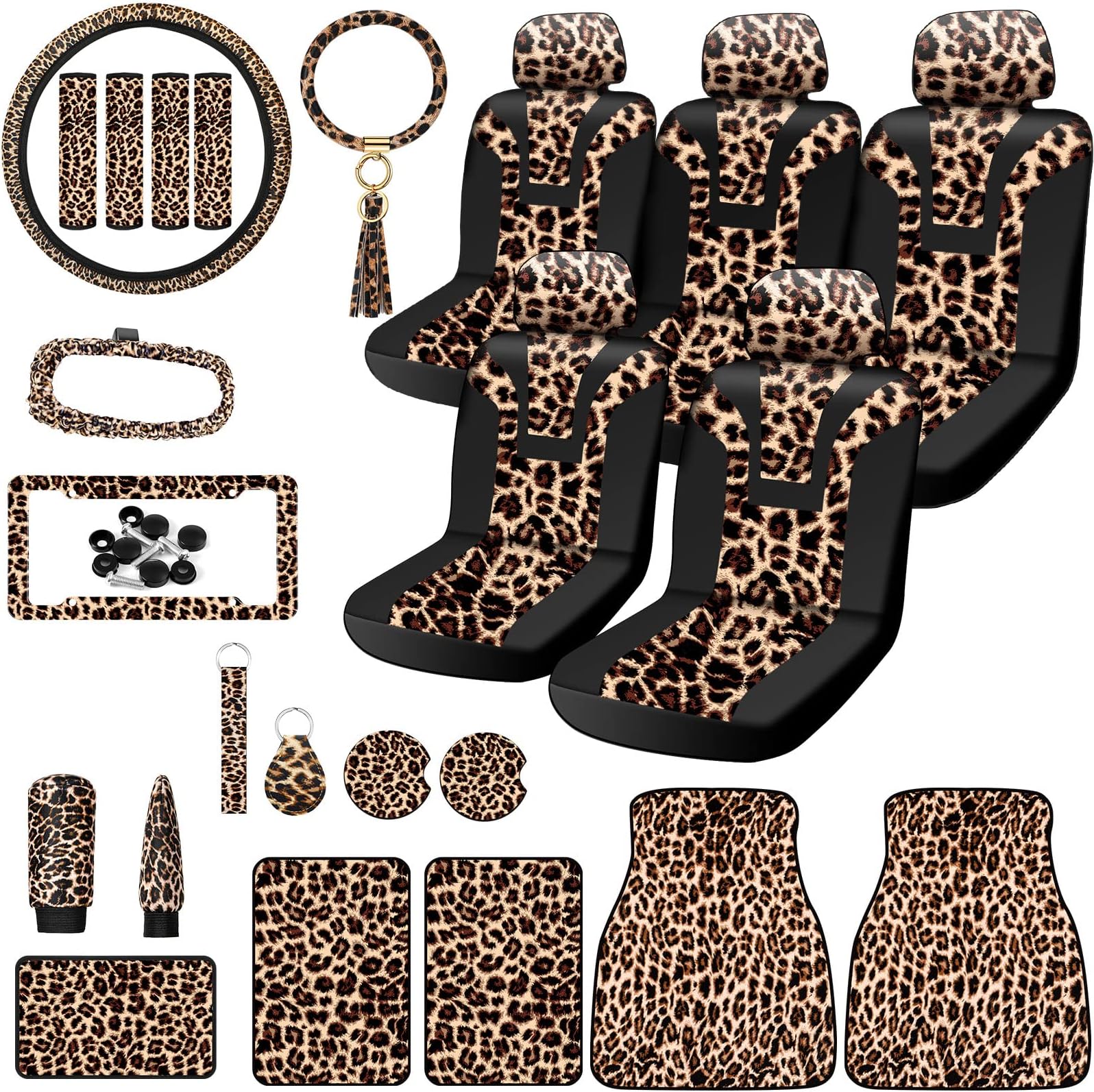 Amazon.com: Tallew Leopard Car Accessories Leopard Car Seat Covers Full ...