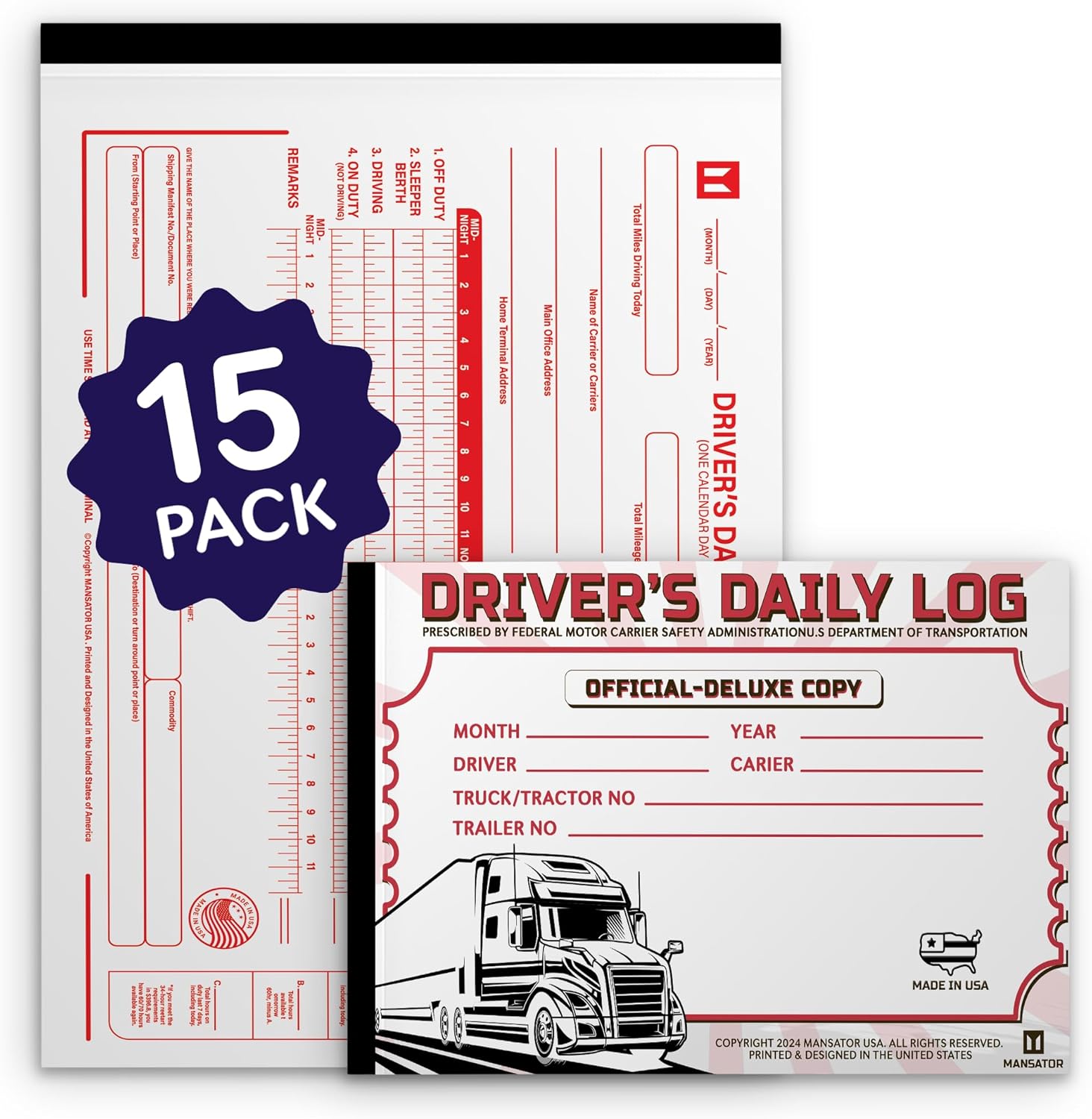 Amazon.com : 15 Pack Compact Driver Log Book - 40 Sets of Forms Per Log ...