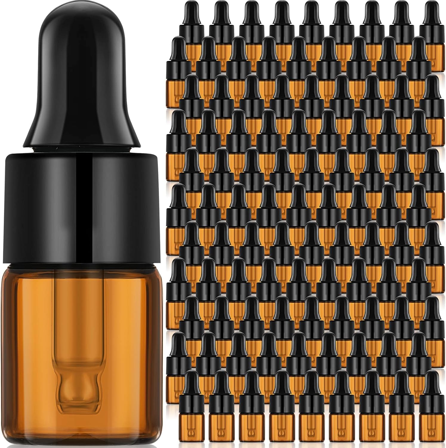 Amazon.com: Nuogo 100 Pcs Amber Glass Mini Dropper Bottles Essential ...