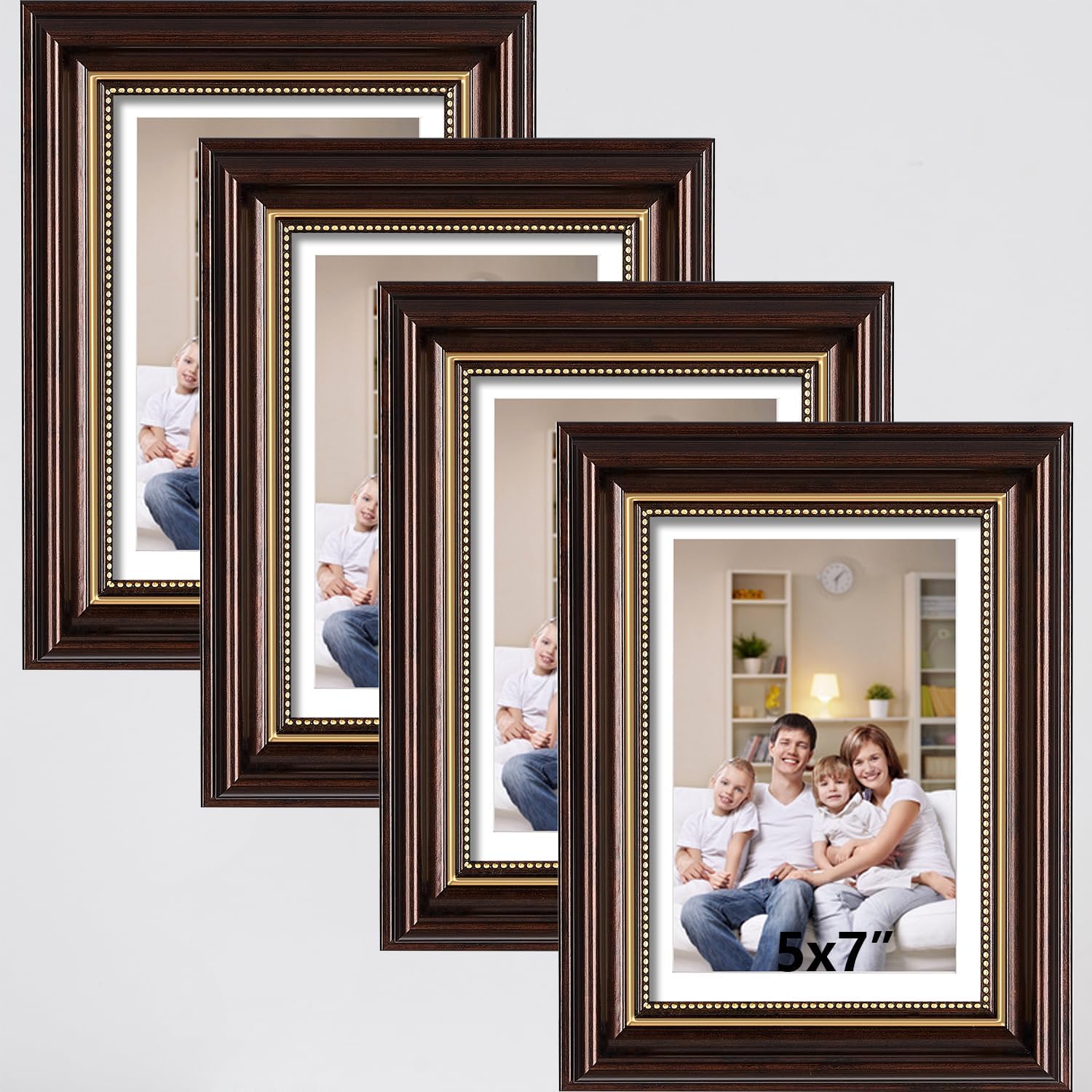 Amazon.com - Ailill 5x7 Picture Frames Classic Brown 4 Pack,Made of ...