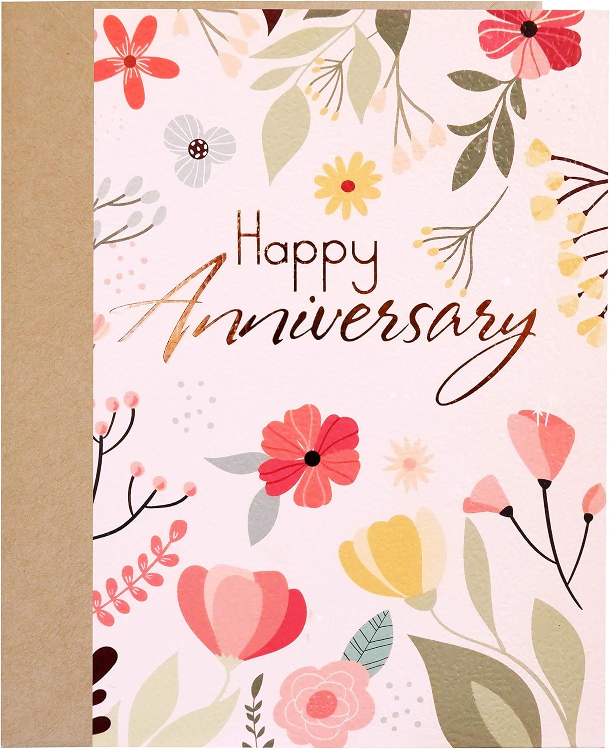 Amazon.com: Anniversary Card - Rose Gold Foil Multicolored Floral Pink ...
