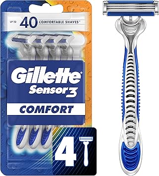Gillette Sensor3 Men's Disposable Razor, 4 Razors (packaging may vary ...