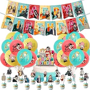 Amazon.com: 37pcs Anime Theme Birthday Party Supplies Including Happy ...