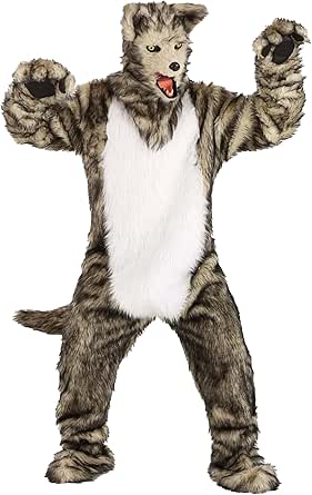 Amazon.com: elope Wolf Costume Mascot with Mouth Mover Mask for Adults ...