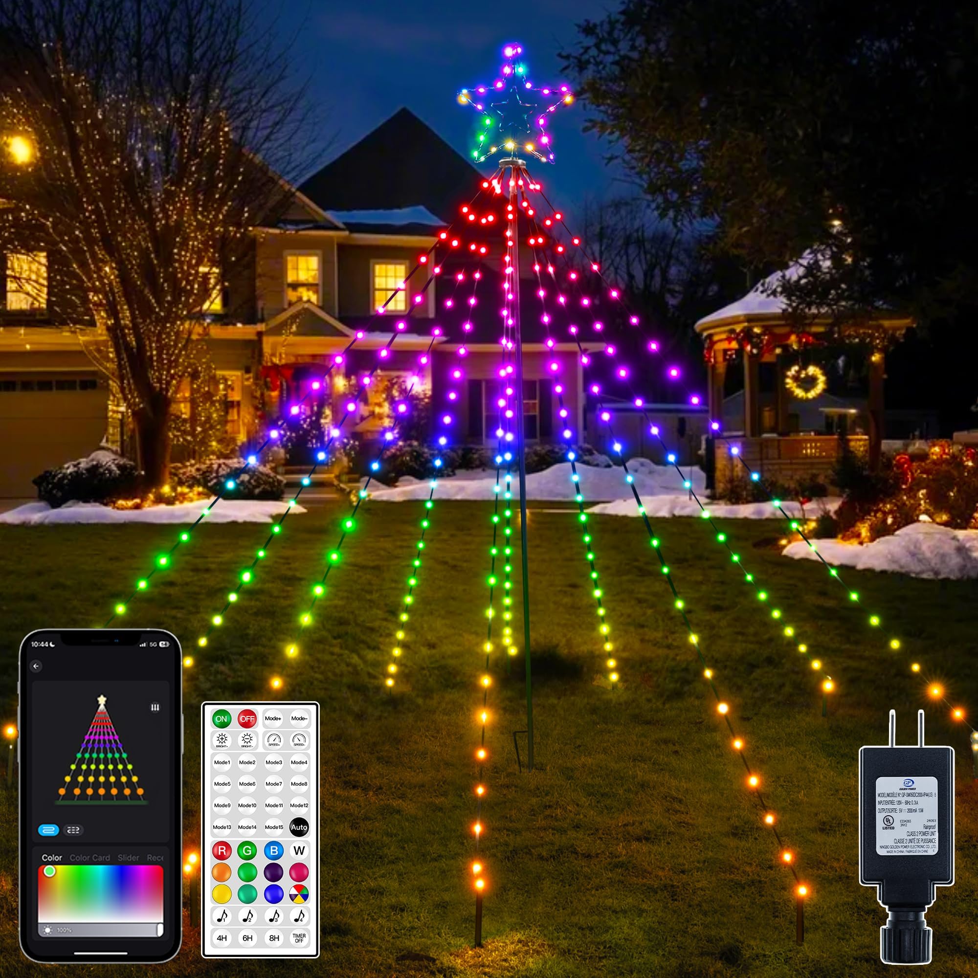 Amazon.com: Ollny Smart Christmas Tree Lights 265LED, Remote & App ...