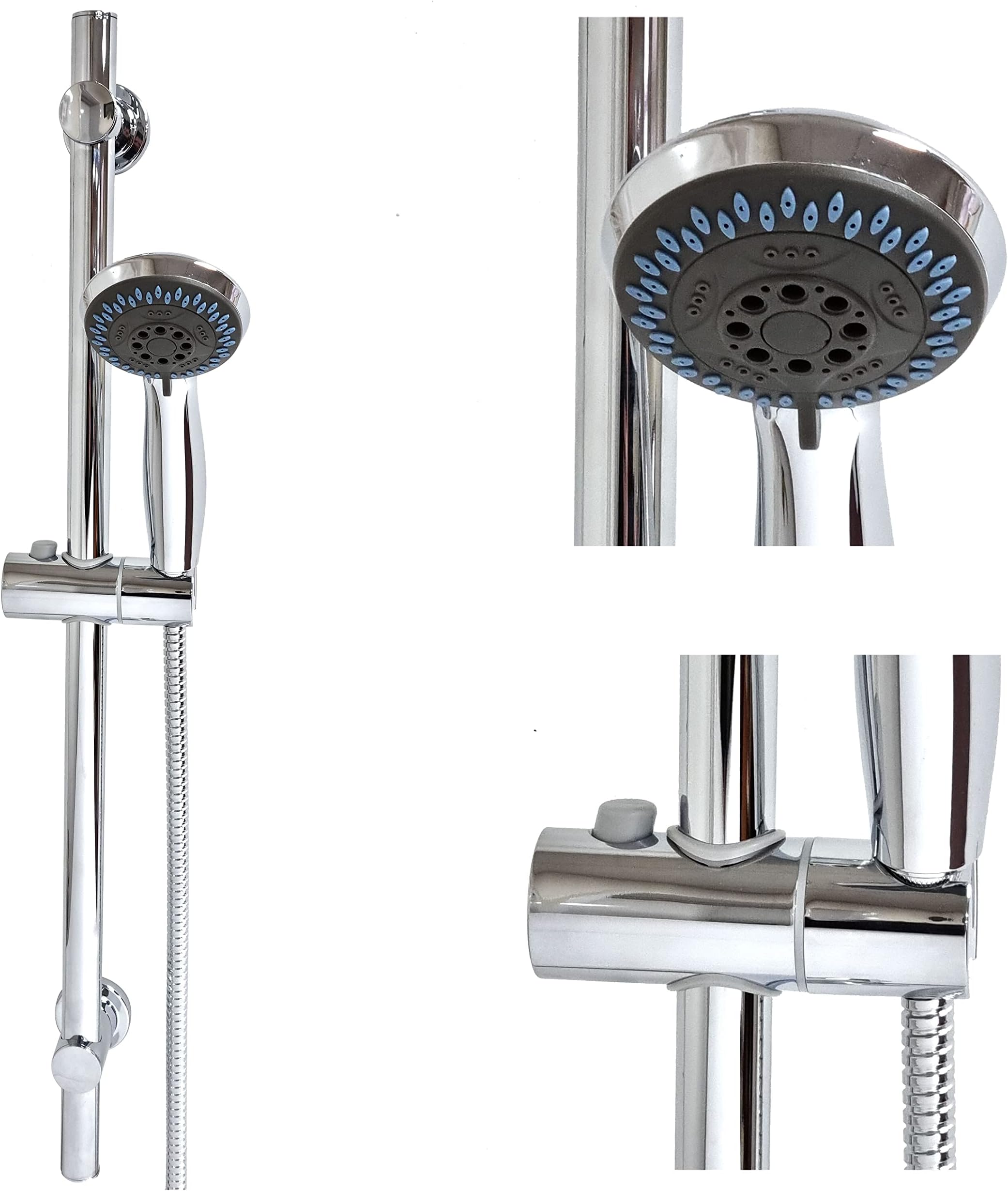 Shower Slider Riser Rail Chrome Shower Adjustable Head Holder Stainless ...