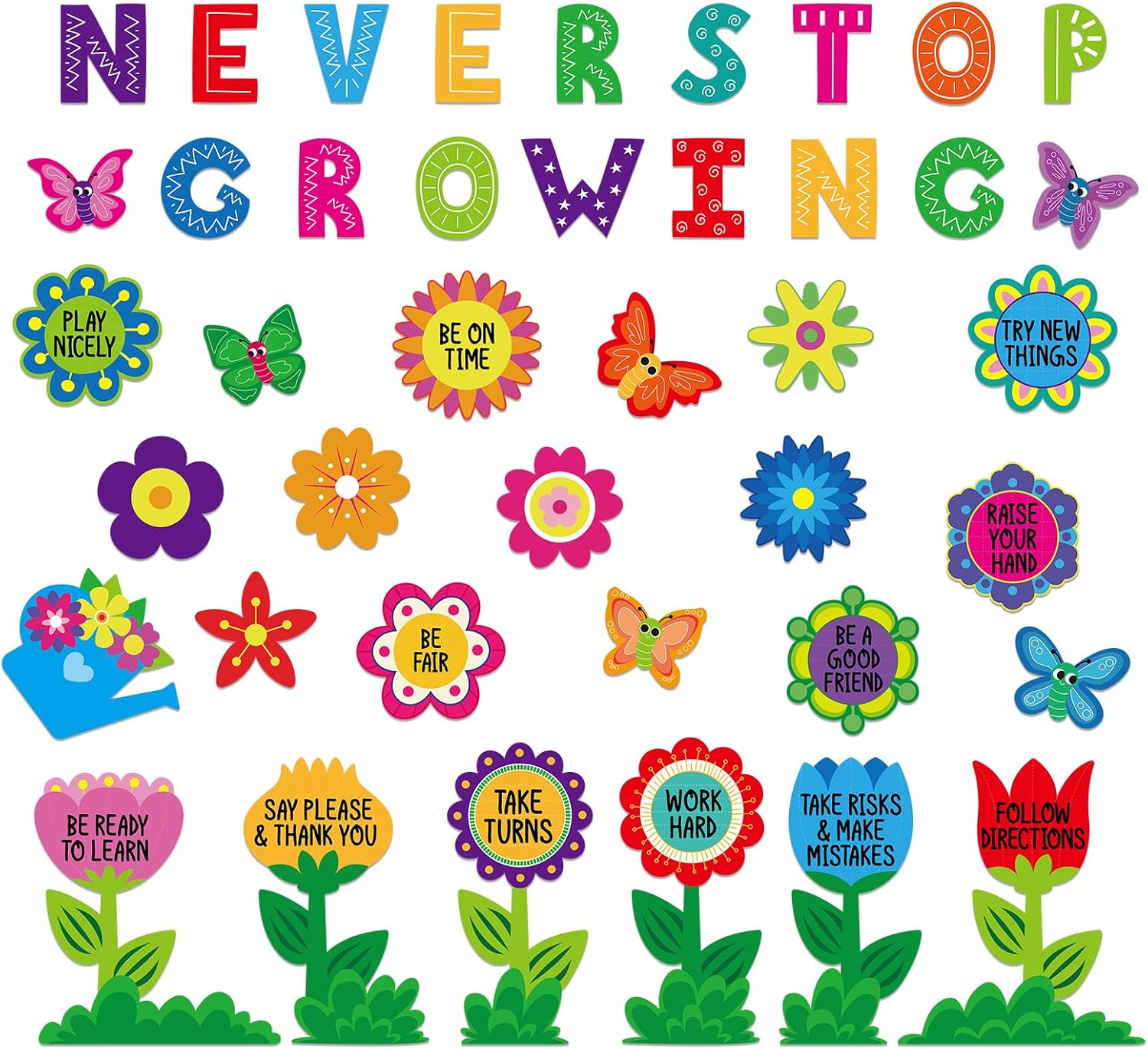 Amazon.com: SICOHOME Spring Bulletin Board Decoration 66pcs Never Stop ...