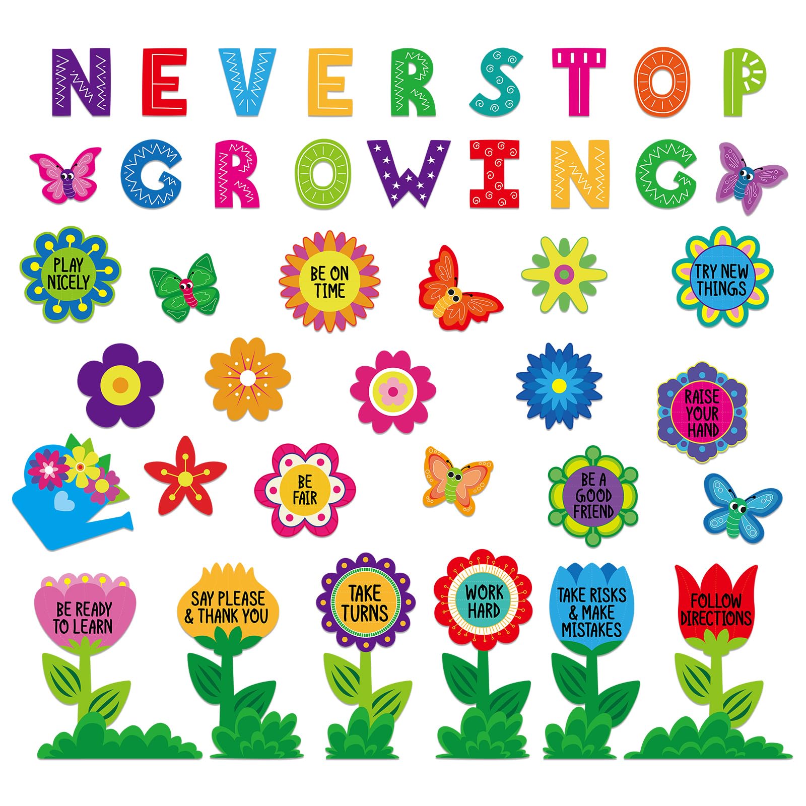 Amazon.com: SICOHOME Spring Bulletin Board Decoration 66pcs Never Stop ...