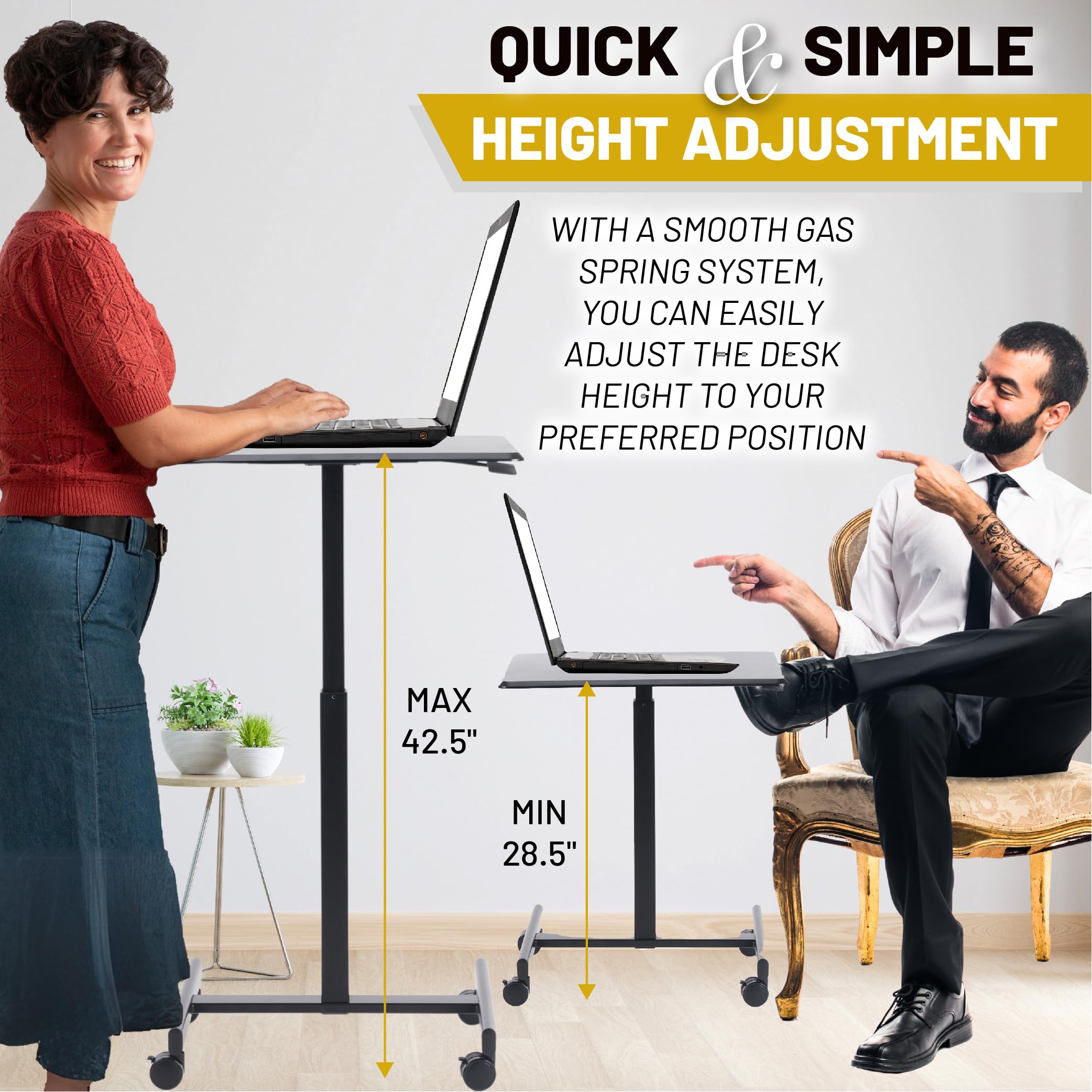 Snapklik.com : Mobile Laptop Standing Desk- Overbed Table, Adjustable ...