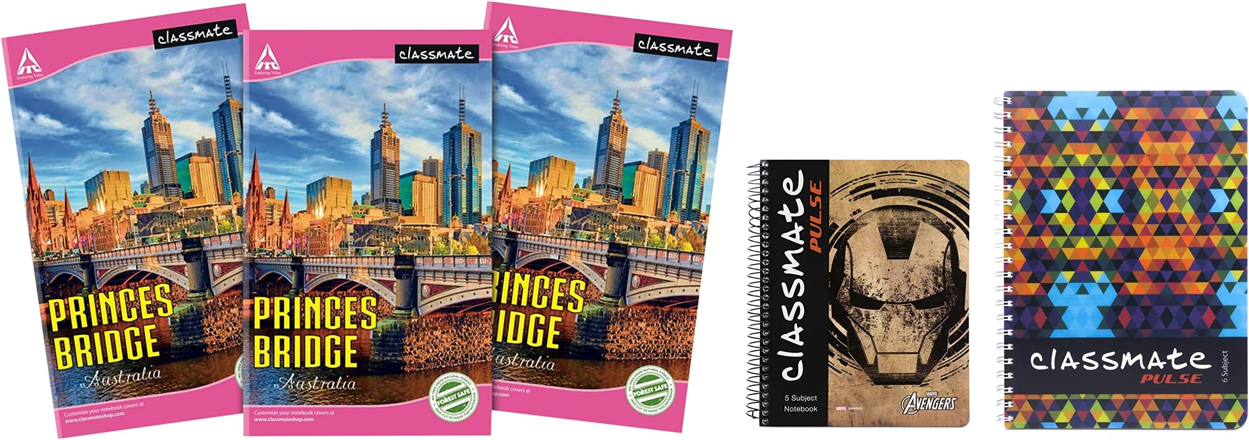 Classmate 5 Subject Spiral Binding Notebook, Single Line, 250 Pages & 6 ...