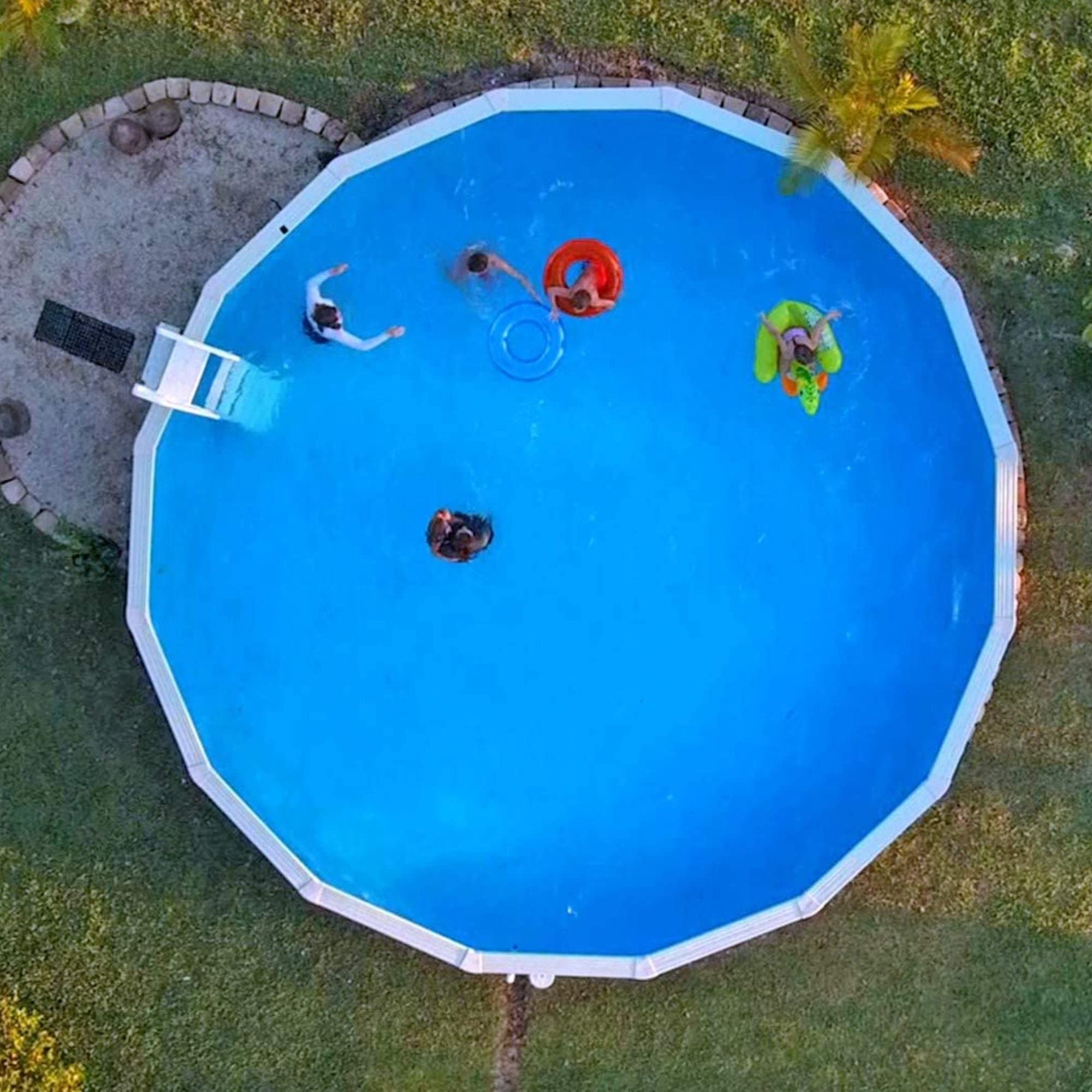 Blue Wave Belize 24-ft Round 52-in Deep 6-in Top Rail Metal Wall ...