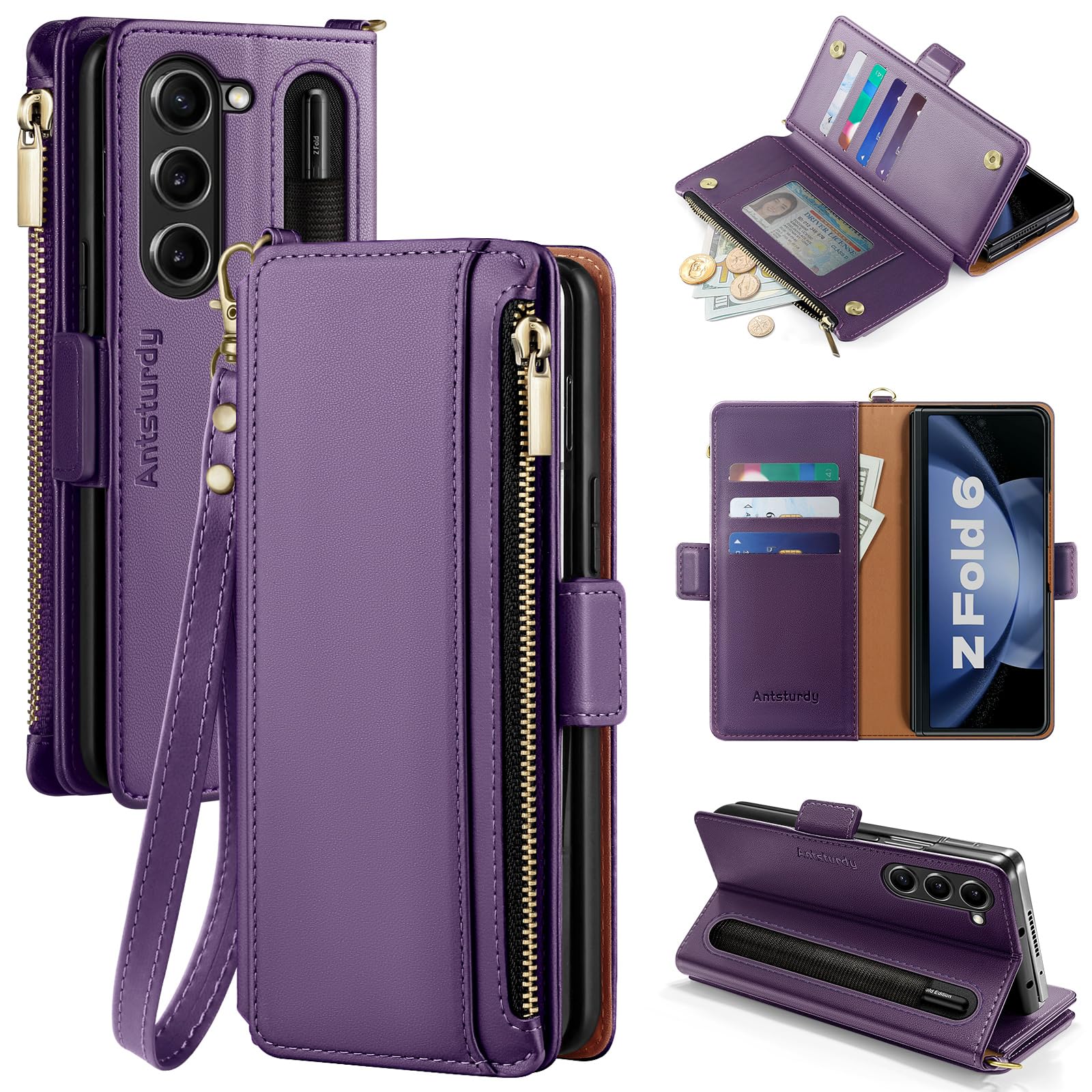 Amazon.com: Antsturdy Compatible with Samsung Galaxy Z Fold 6 Case Wallet Women with【S Pen ...