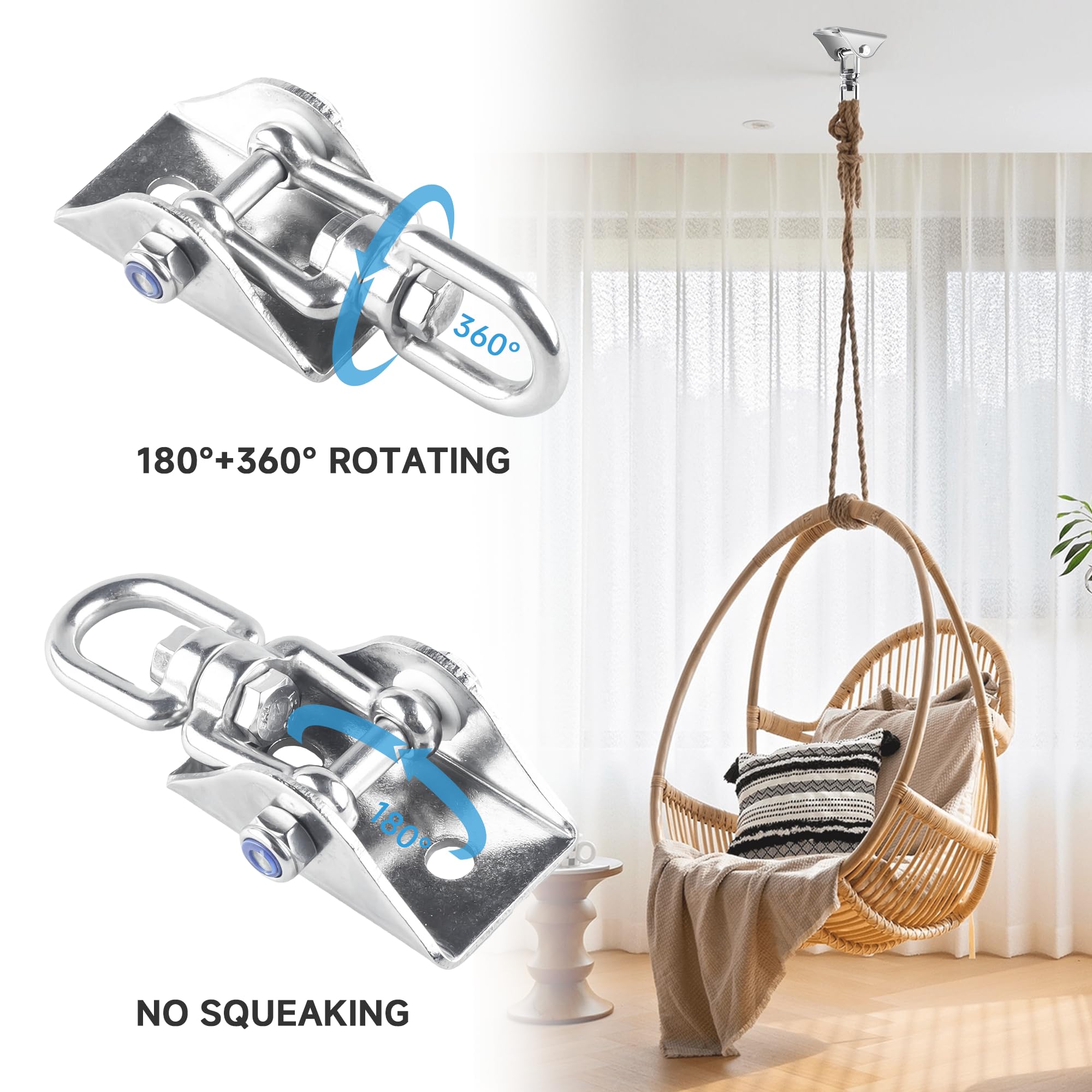Snapklik.com : Heavy Duty Swing Hangers, 2000 LB Capacity Stainless Steel Swing Hardware, Swing ...