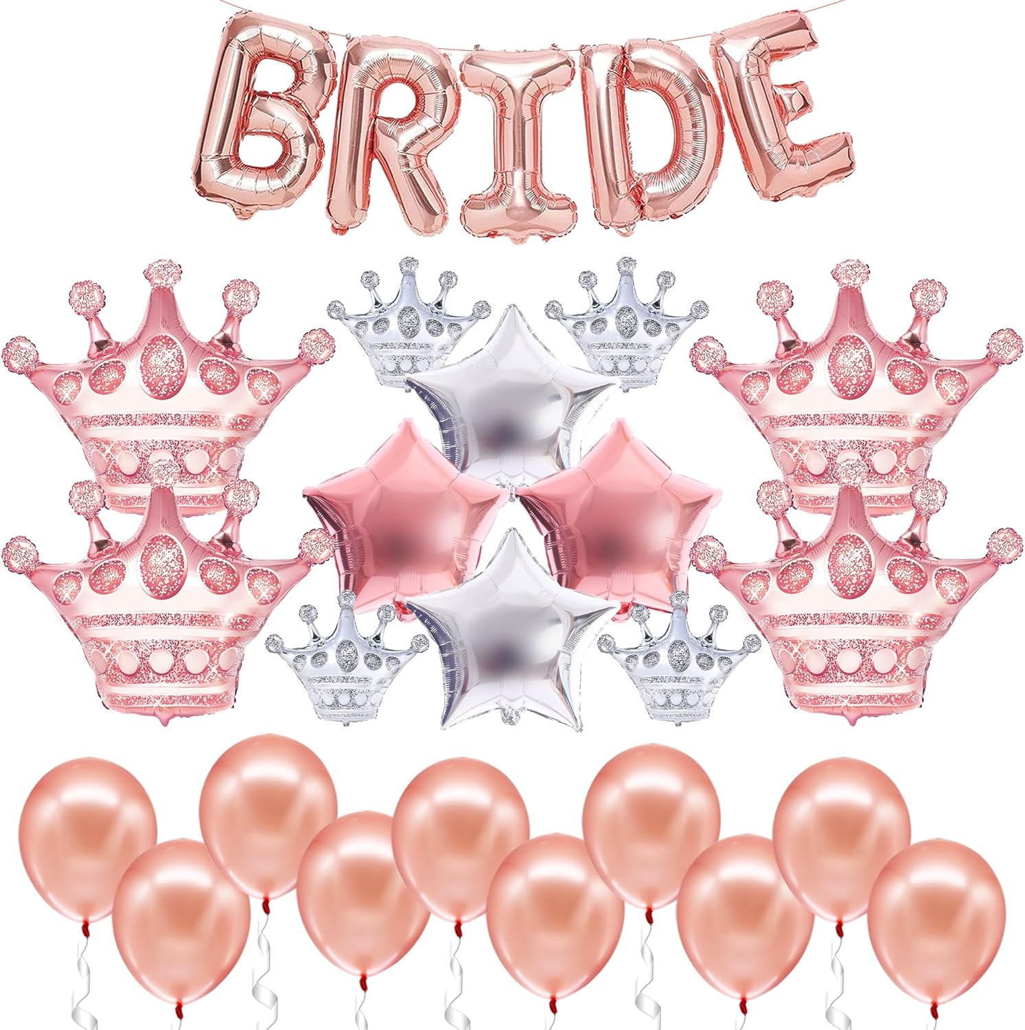 Amazon.com: KatchOn, Bride Balloons Rose Gold Set | Silver and Rose ...