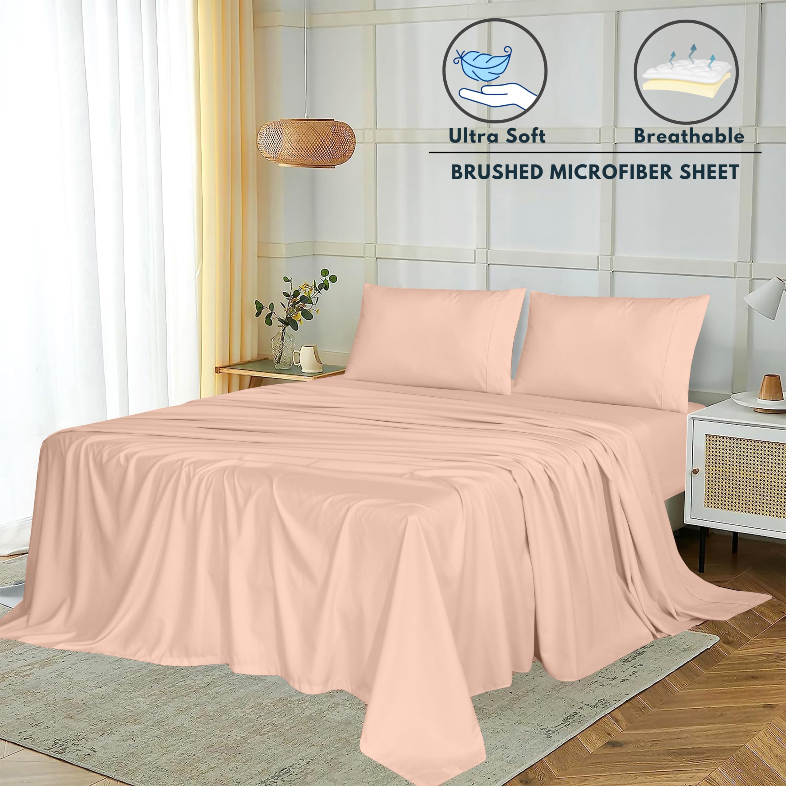 Snapklik.com : RUVANTI Twin XL Sheets Set, Brushed Microfiber Sheets 3 Pieces (1 Fitted Sheet, 1 ...