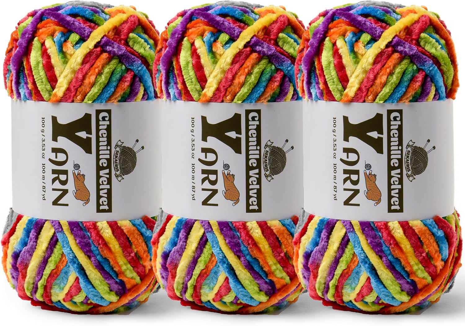 Amazon.com: 3 Pack Plush Chenille Chunky Yarn - Fluffy Velvet Yarn ...
