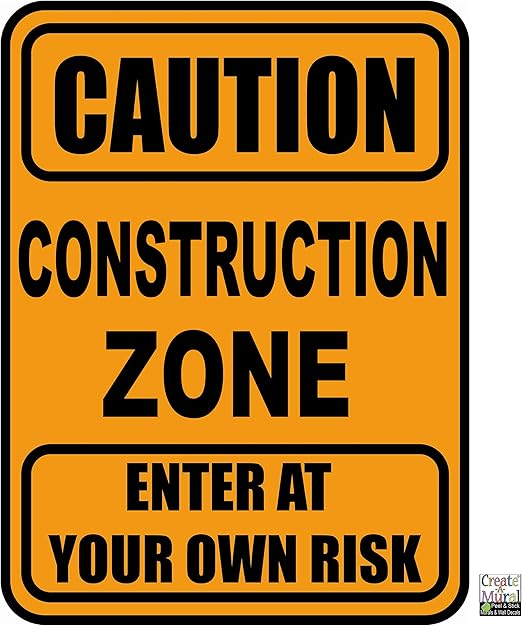 Amazon.com: Create-A-Mural Construction Zone Sign Boys Wall Decals Wall ...