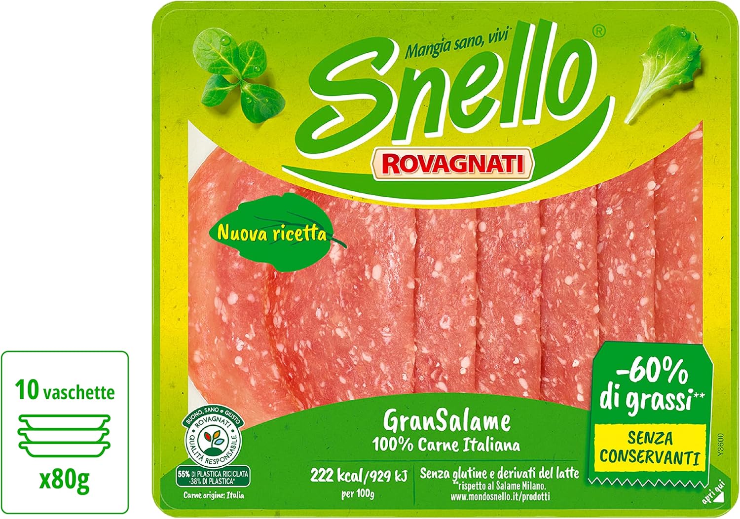 Rovagnati | Gran Salame Affettato | 10 x 80g | Snello | Gran Salame ...