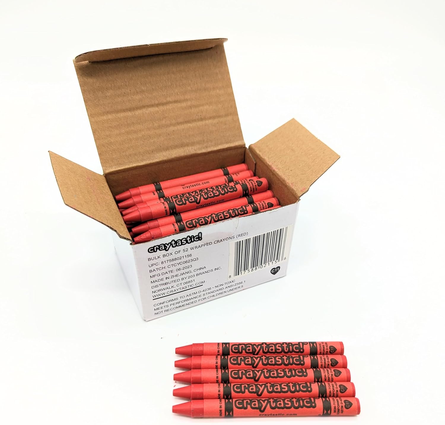 Amazon.com: Craytastic! Bulk Wrapped Crayons Box of 52 (RED) for ...