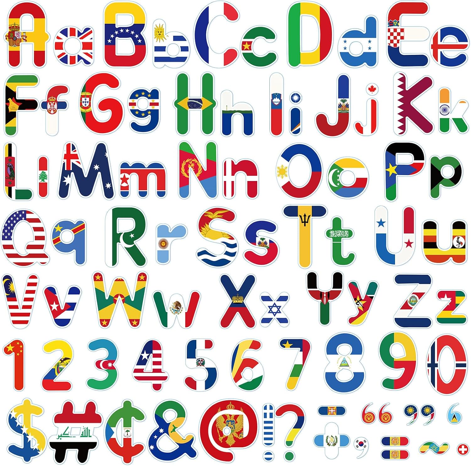 Amazon.com: Faccito 231 Pcs Flags of the World Letters Cutouts for ...