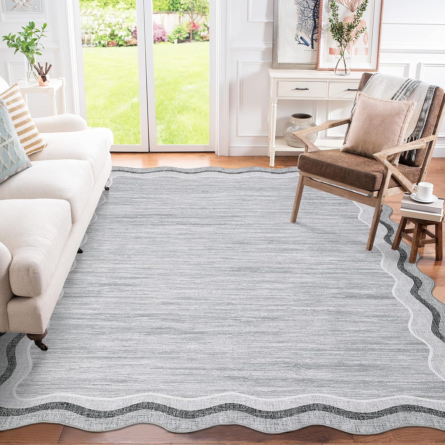 Amazon.com: GarveeHome Scalloped Washable 5x7 Area Rugs for Living Room ...