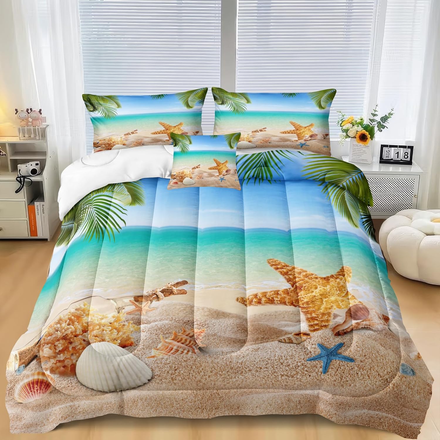 Amazon.com: MOVE OVER Beach Themed Bedding Set King Size Coastal ...