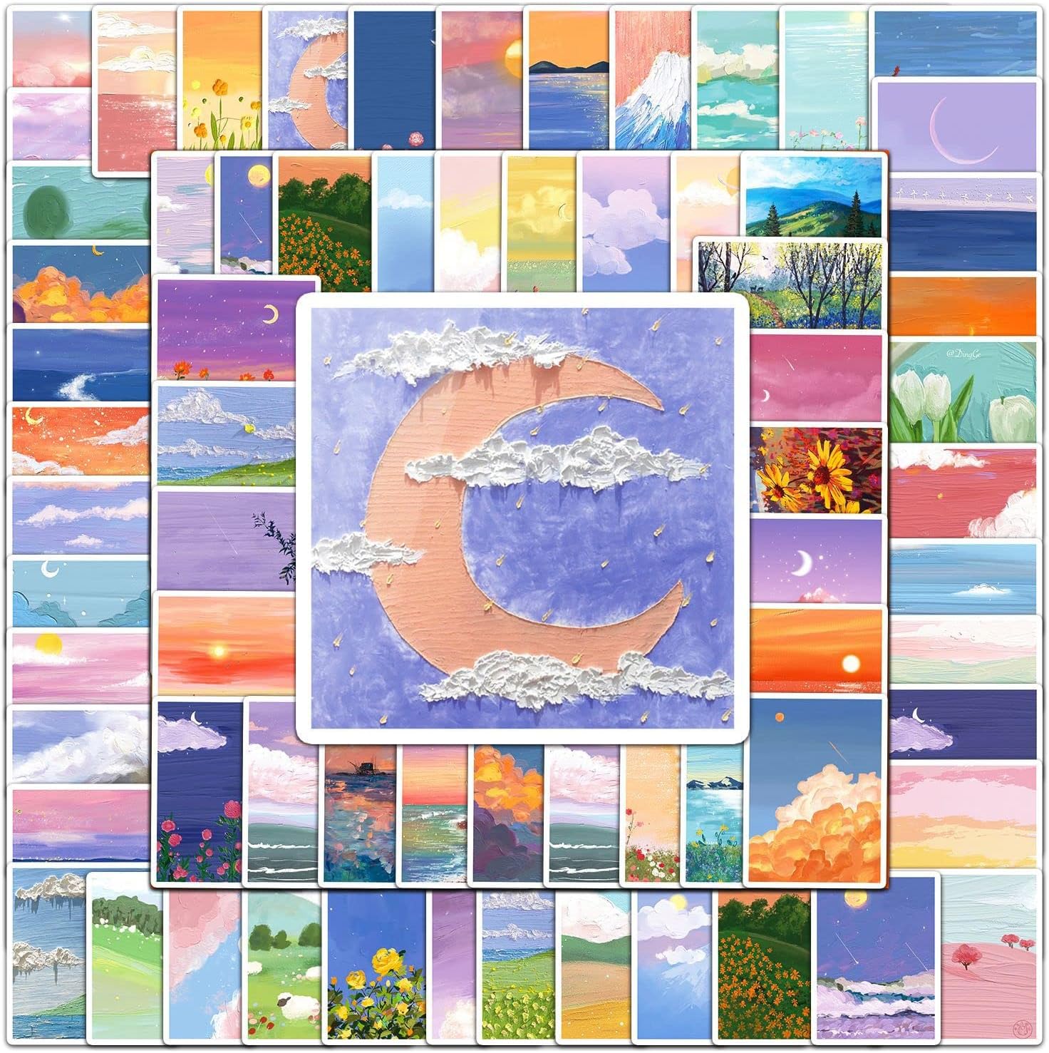 Amazon.com: Landscape Nature Stickers,100 Pcs Oil Painting Stickers ...